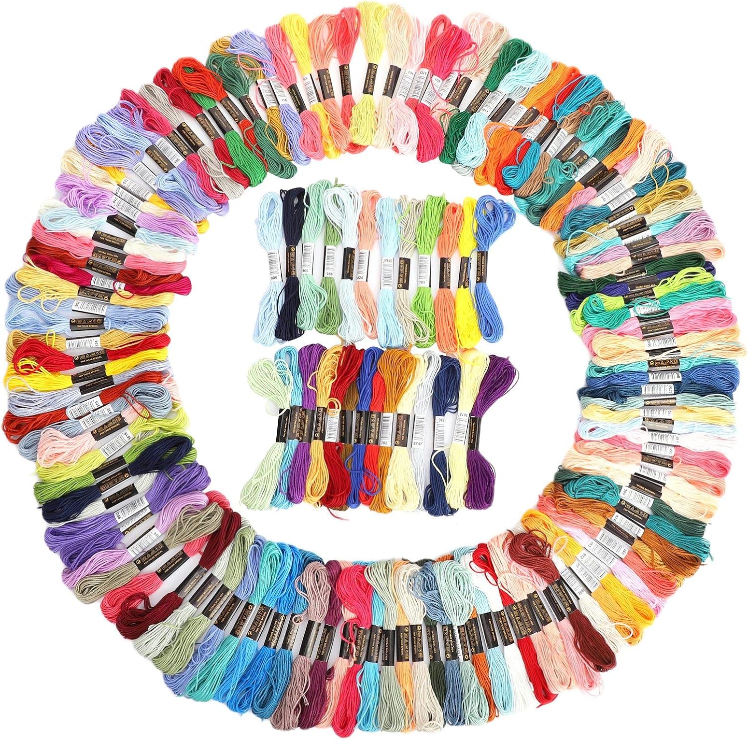 Zixyqol 150 Skeins Embroidery Floss, Rainbow Color Embroidery Thread ...