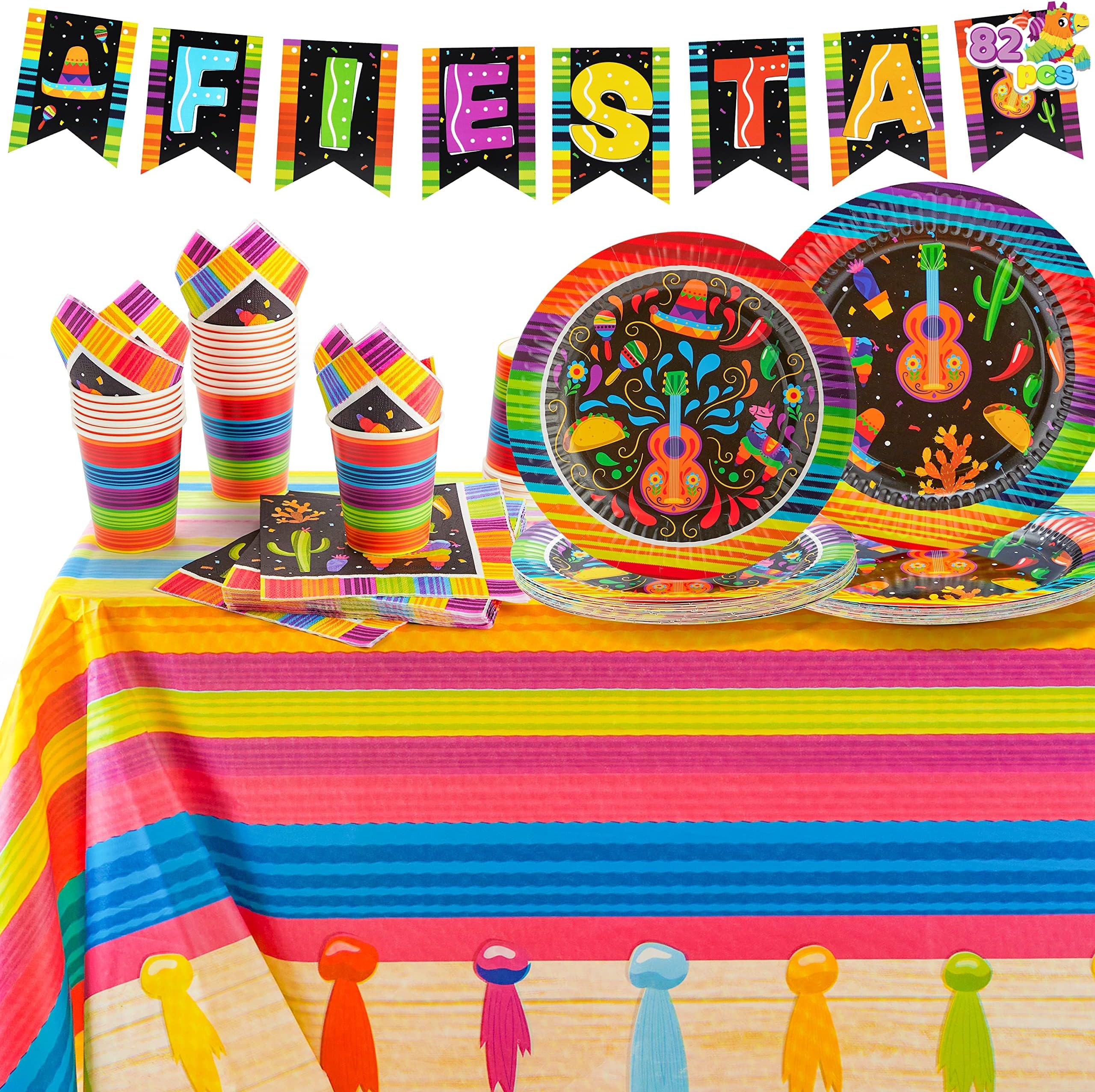 Amazon.com | Pickmesh 350 Pieces Mexican Themed Fiesta Dinnerware Set ...