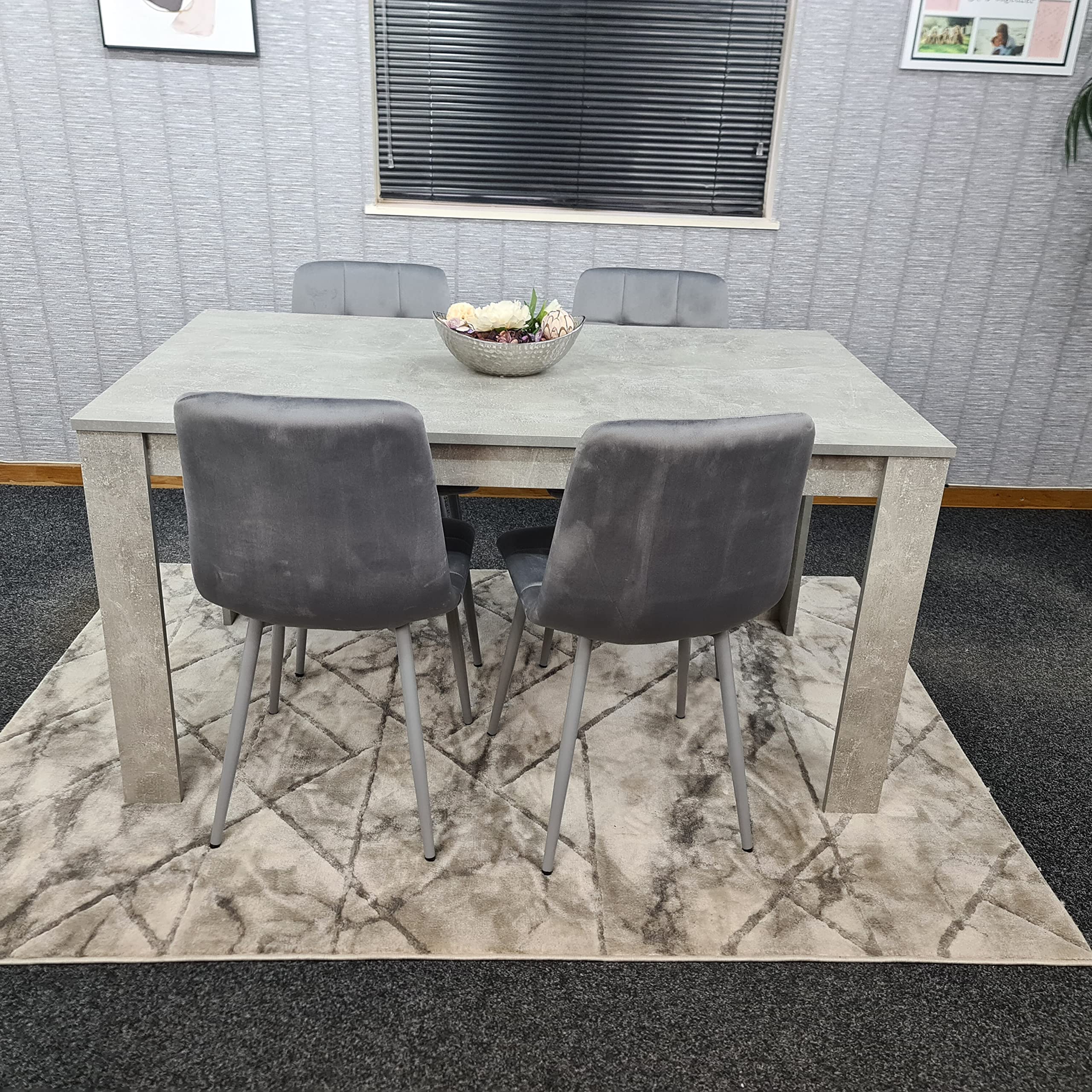 KOSY KOALA Dining Table Set Of 4 Kitchen Dining Table and 4 Grey Tufted ...