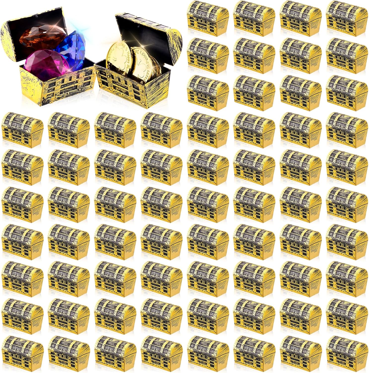 Amazon.com: Thyle 100 Pcs Mini Plastic Pirate Treasure Chests with a ...
