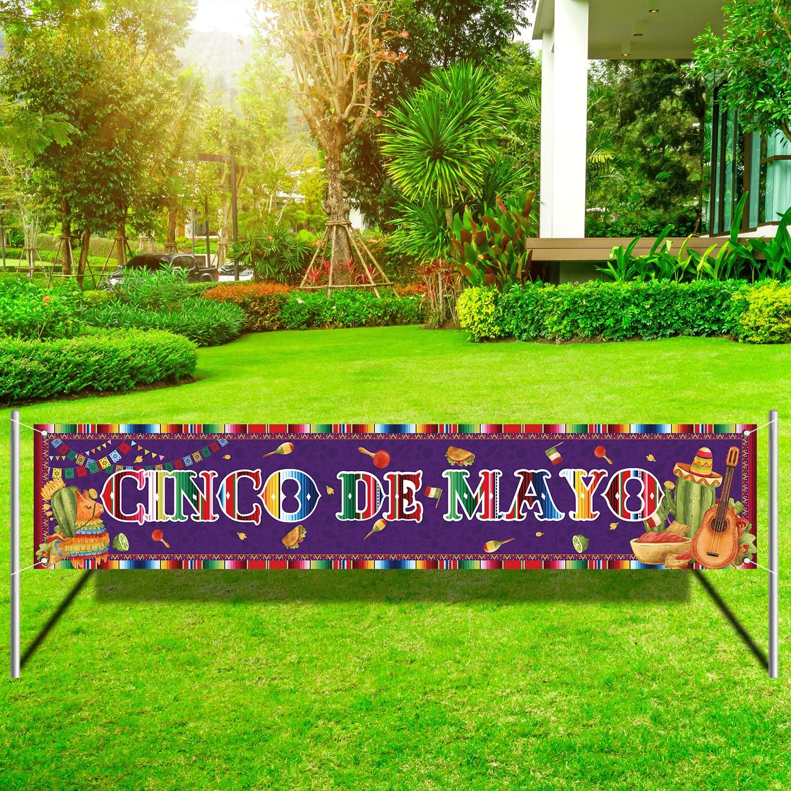 Snapklik.com : Purple Cinco De Mayo Banner For Fence Mexican Fiesta ...