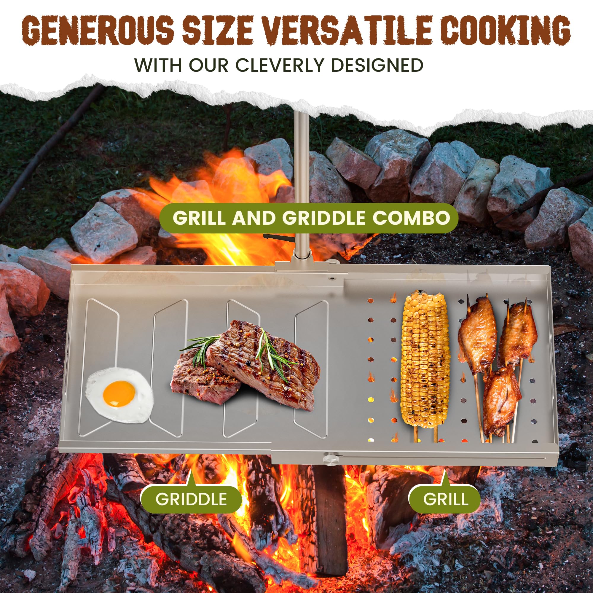 Snapklik.com : Stainless Swivel Campfire Grill, Heavy-Duty Campfire ...