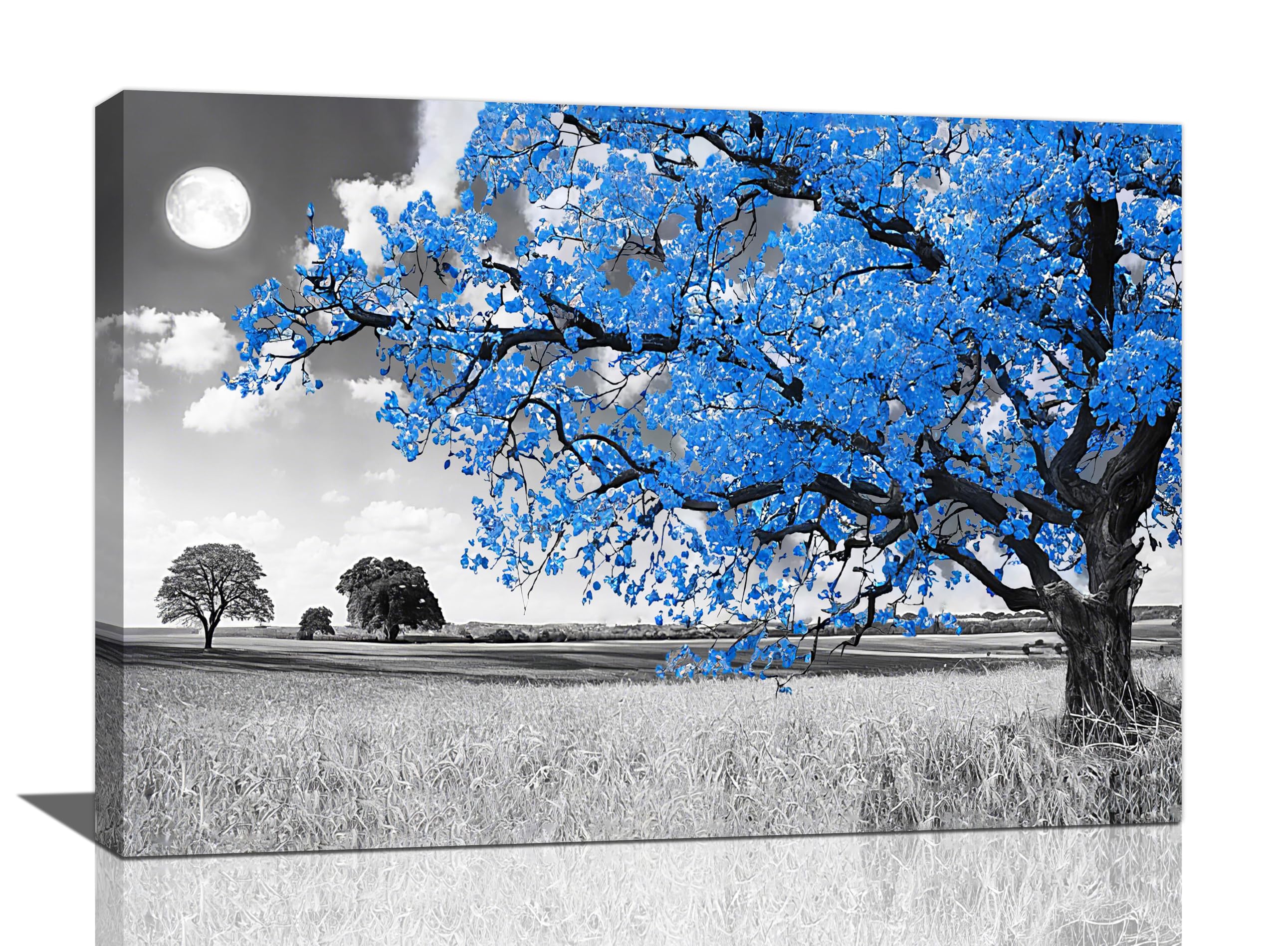 Amazon.com: Blue Tree Wall Art Tree of Life Moon Night Pictures Wall ...