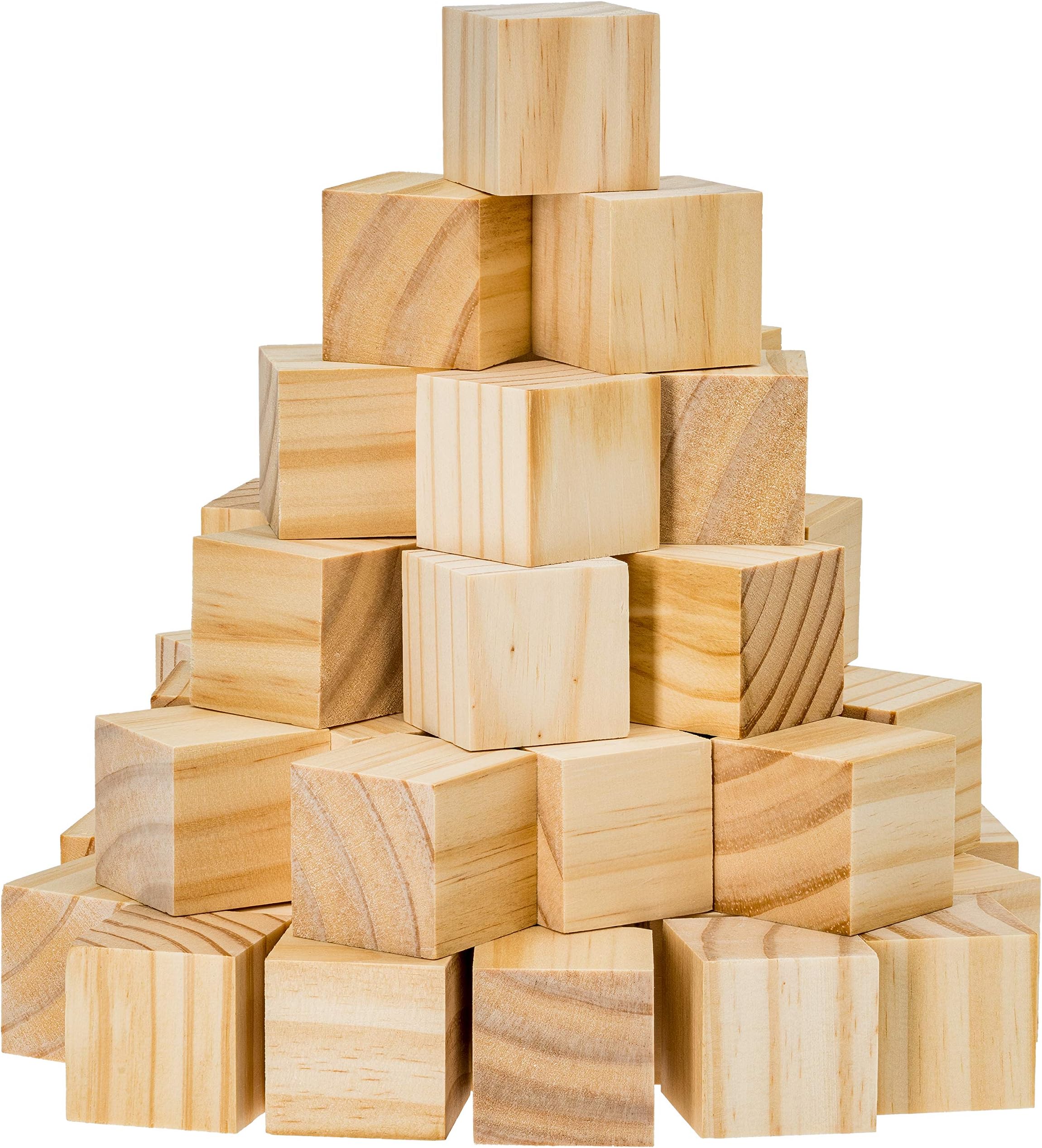 Amazon.com: Supla 40pcs 1.5 inch - Natural Solid Wood Square Blocks ...