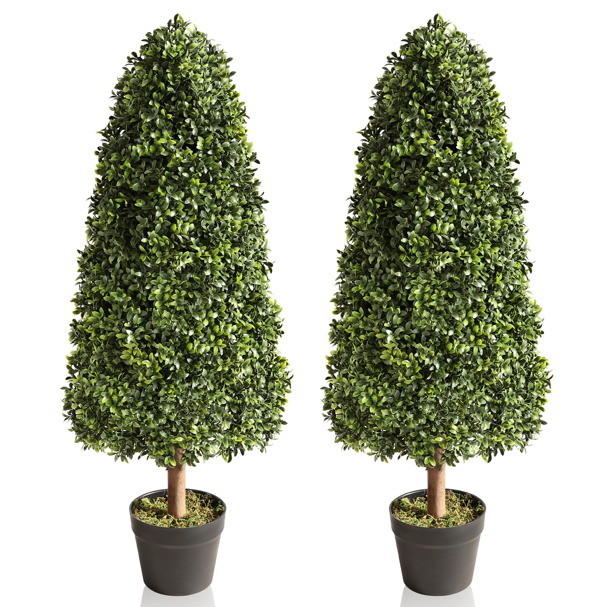 Amazon.com - 3ft Artificial Topiary Boxwood Trees, Outdoor Artificial ...