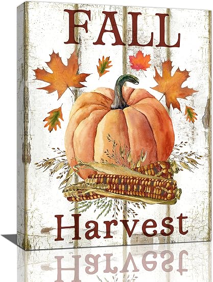 Amazon.com: Farm Fall Pumpkin Wall Art Autumn Farmhouse Harvest Canvas ...