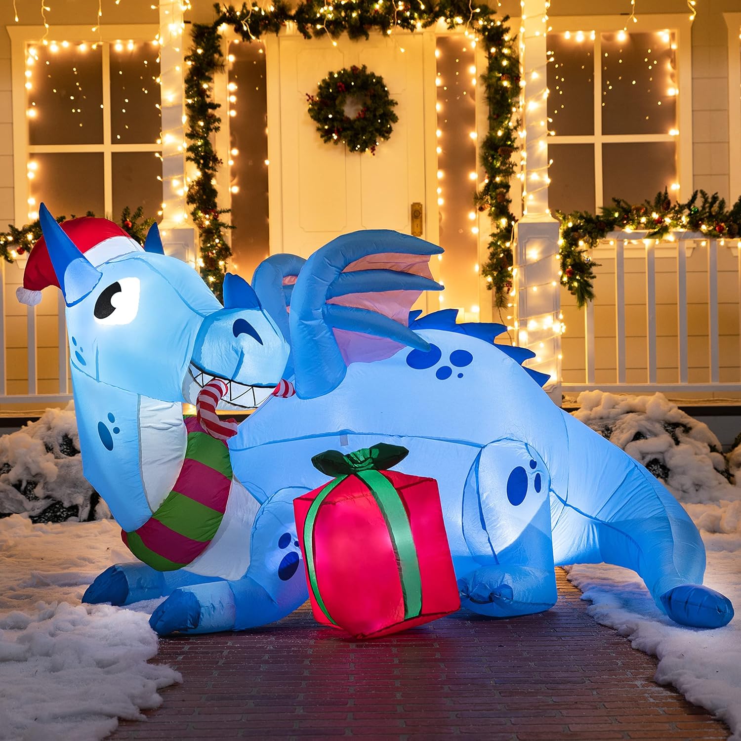 Amazon.com: Joiedomi 6 FT Long Dragon Christmas Inflatable, Christmas ...