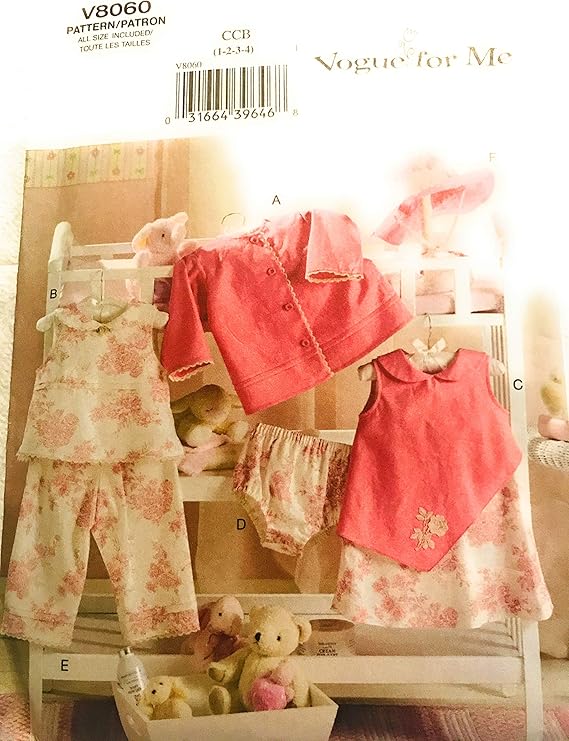 Amazon.com: Vogue Patterns V8060 Toddlers' Jacket, Dress, Panties, Top ...