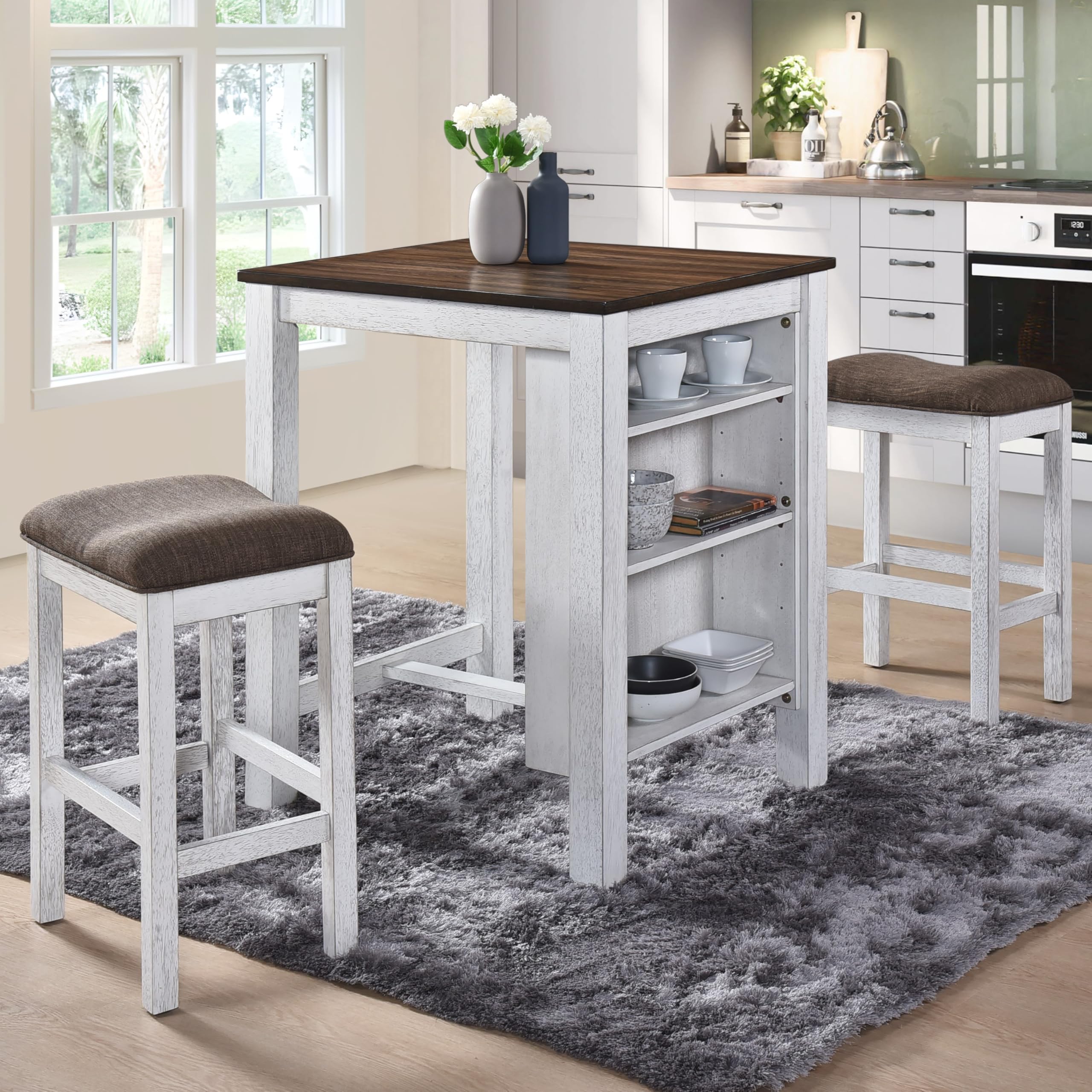 Amazon.com: Ball & Cast 3 Piece Counter Height Bar Table Stool Set ...