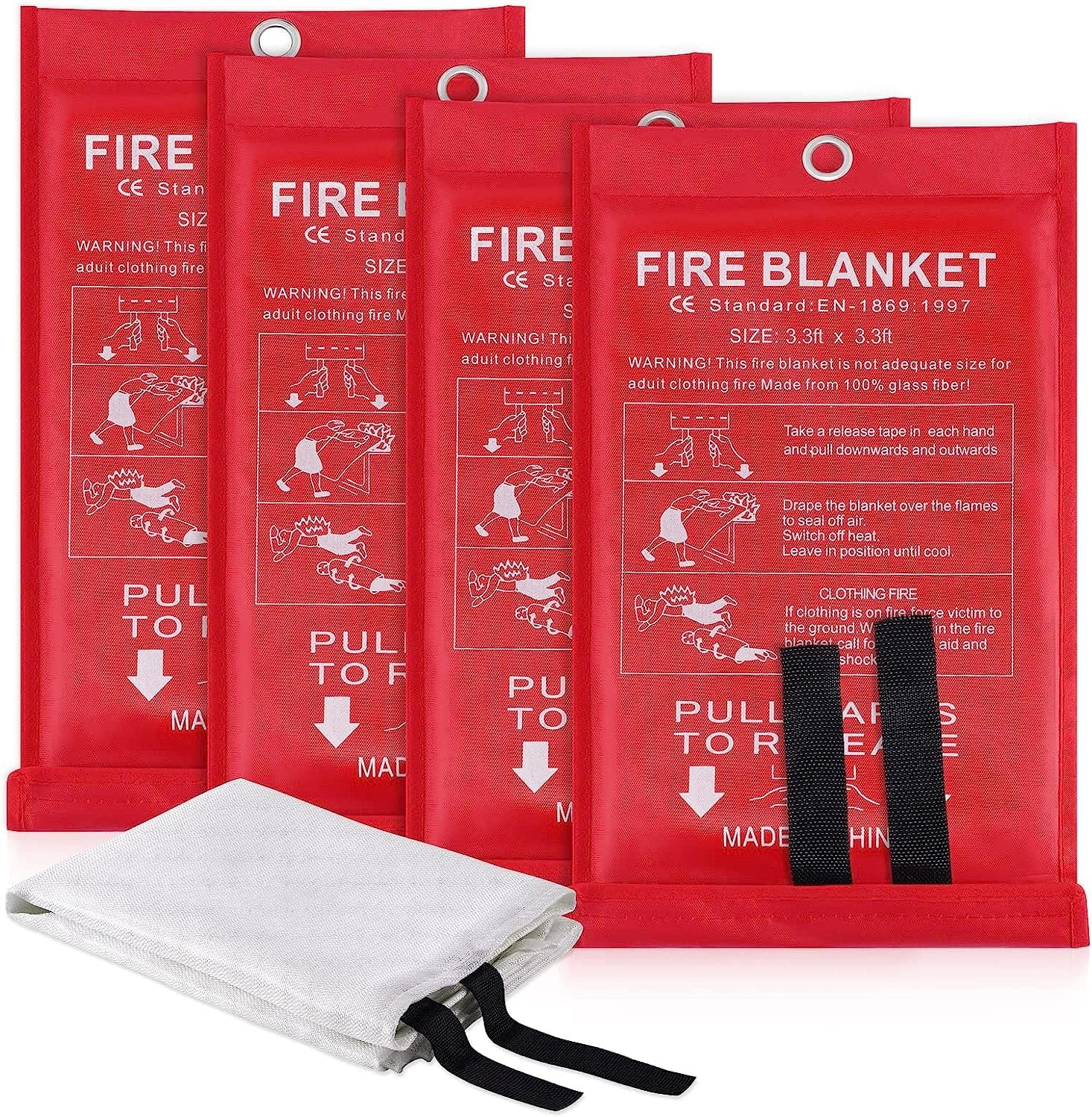 Amazon.com: Jeagou Emergency Fire Blanket for Kitchen and Home, 2 Pack 39.37” x 39.37 ...