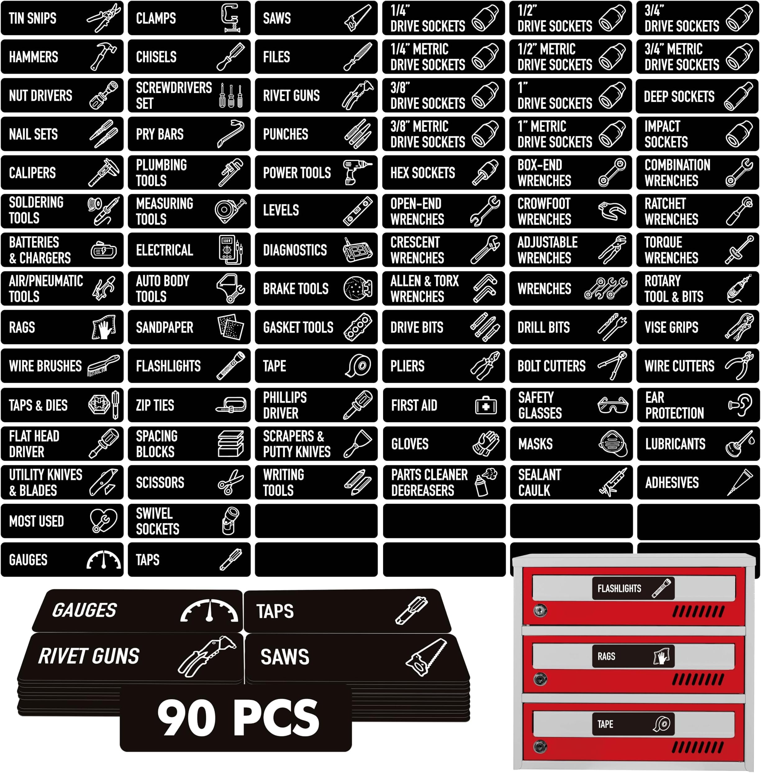 Amazon.com : Toolbox Organizational Magnetic Labels by DCM Solutions ...