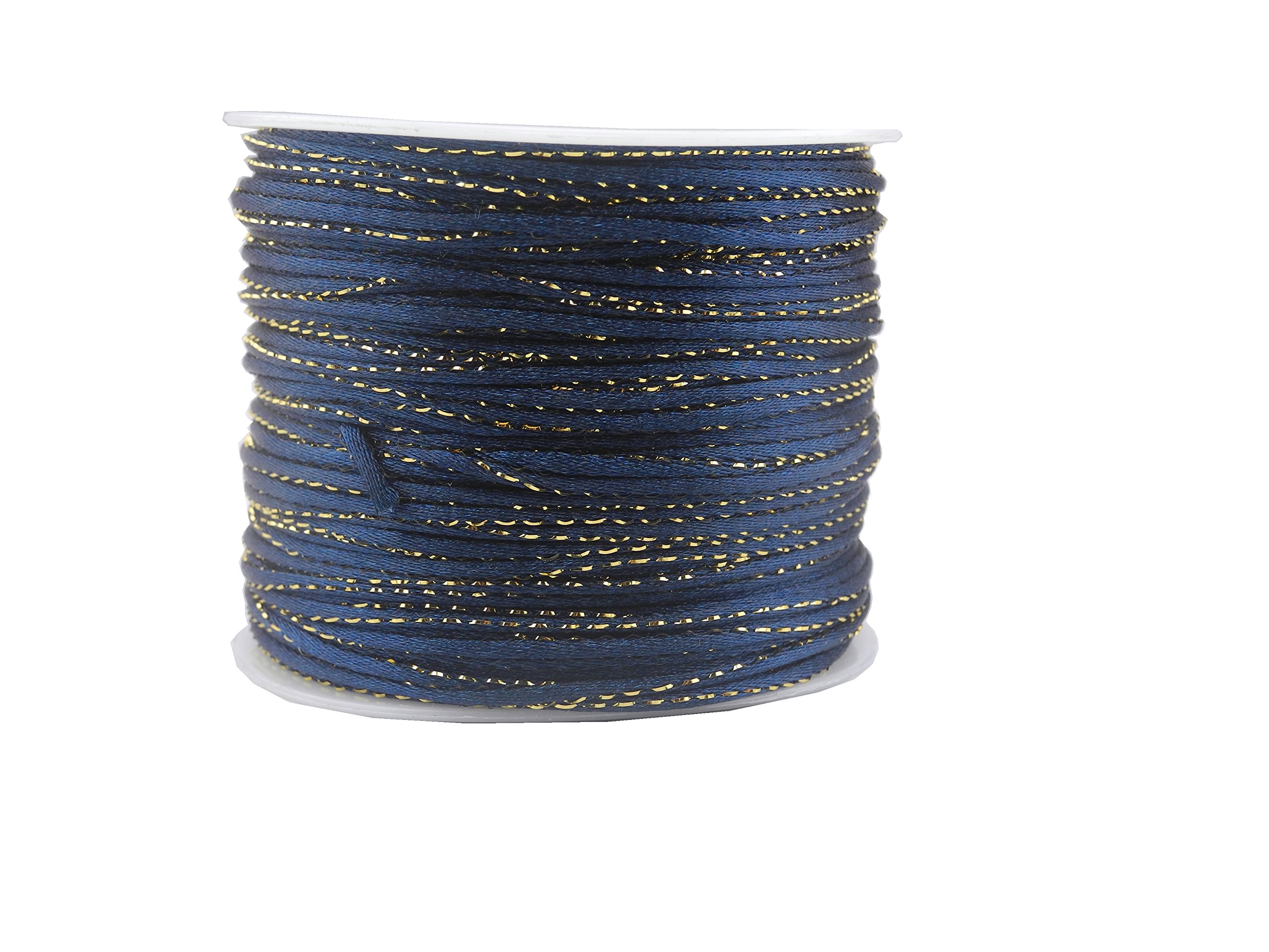 Snapklik.com : KONMAY 100 Yards 2.0mm Navy Metallic Satin Rattail Trim ...