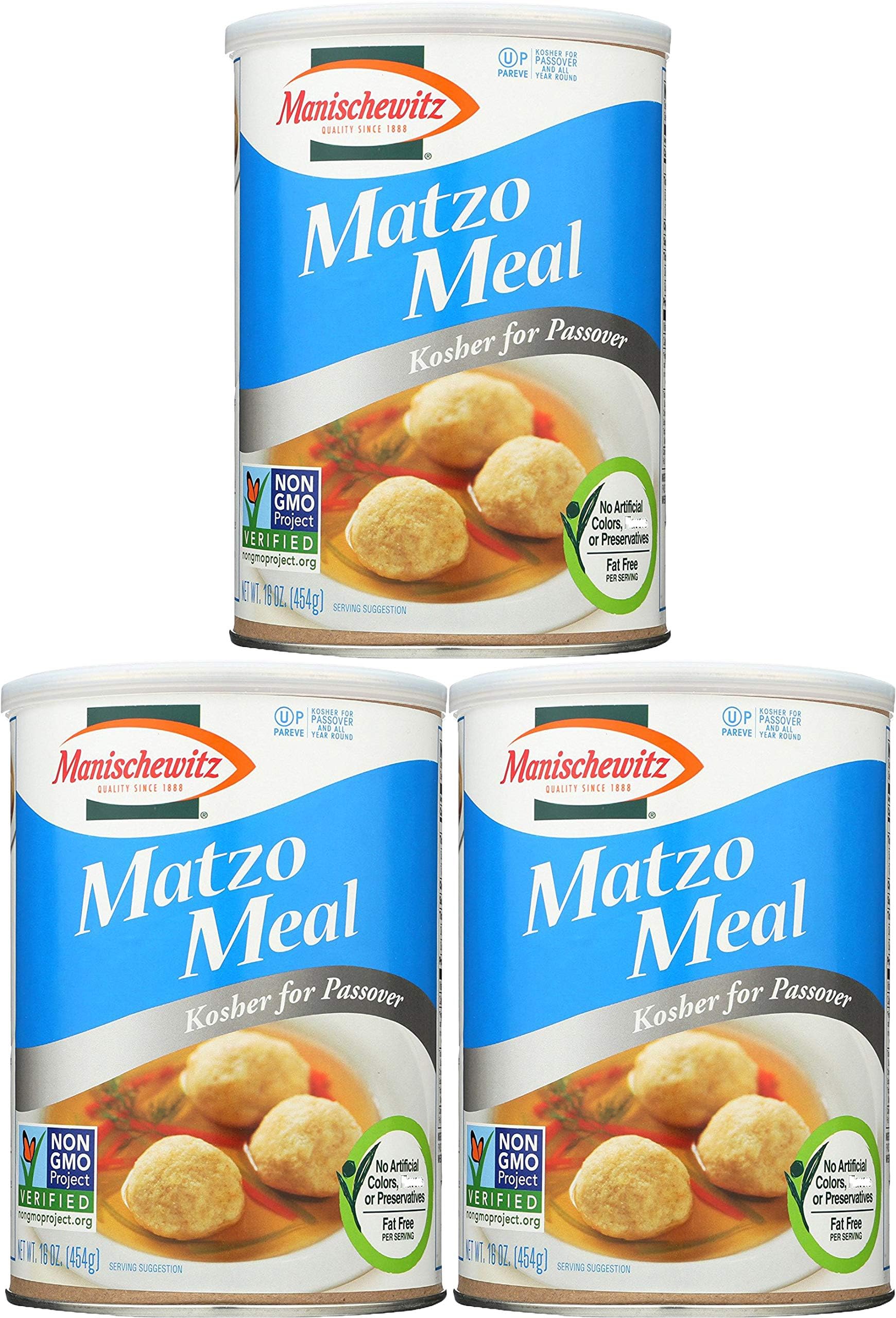 Amazon.com: Manischewitz Matzo Meal, 16 oz Resealable Canister, (2 Pack ...