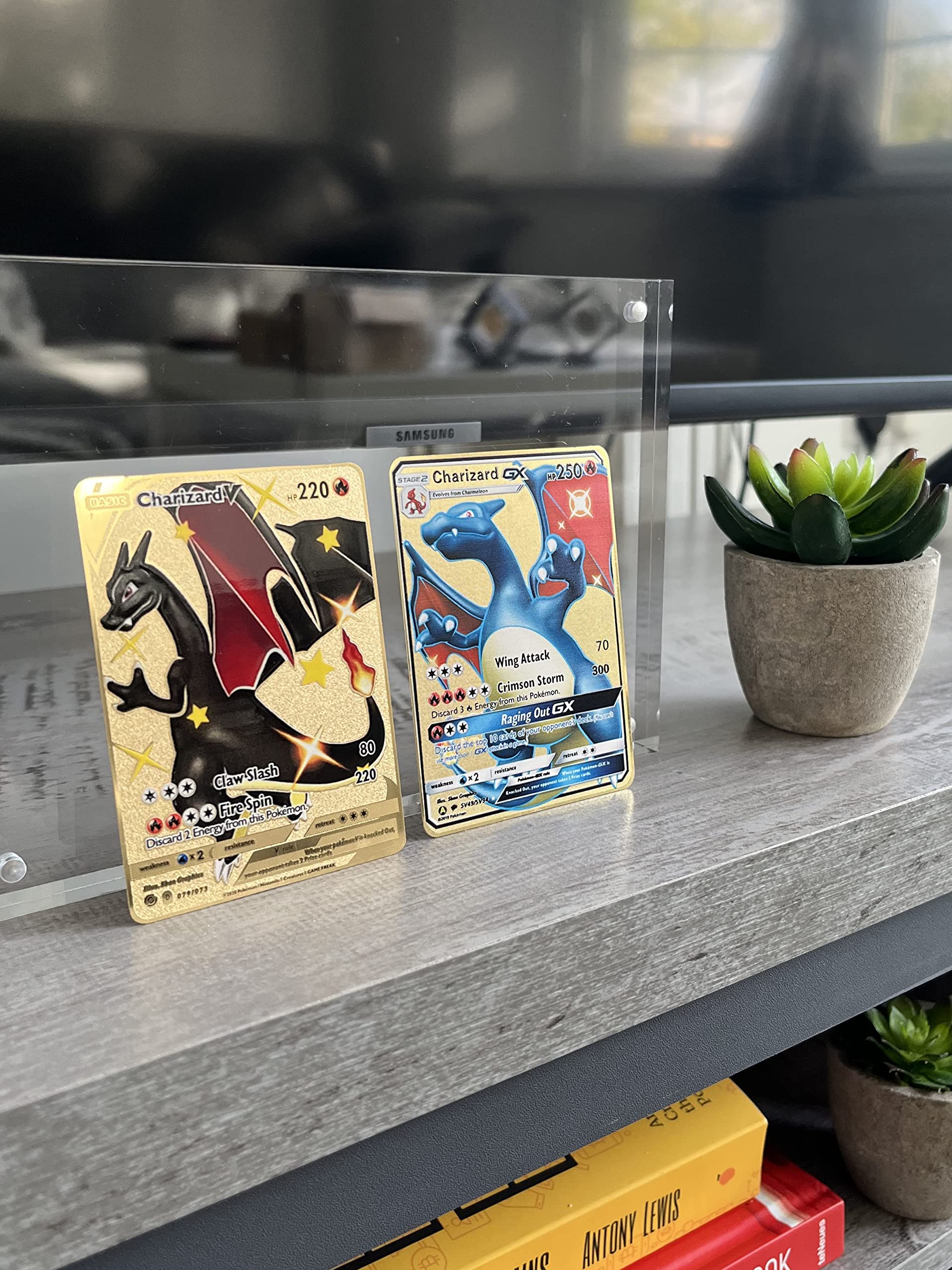 Buy Gold Metal Pokemon Cards Featuring Shining es Shiny Charizard V and ...