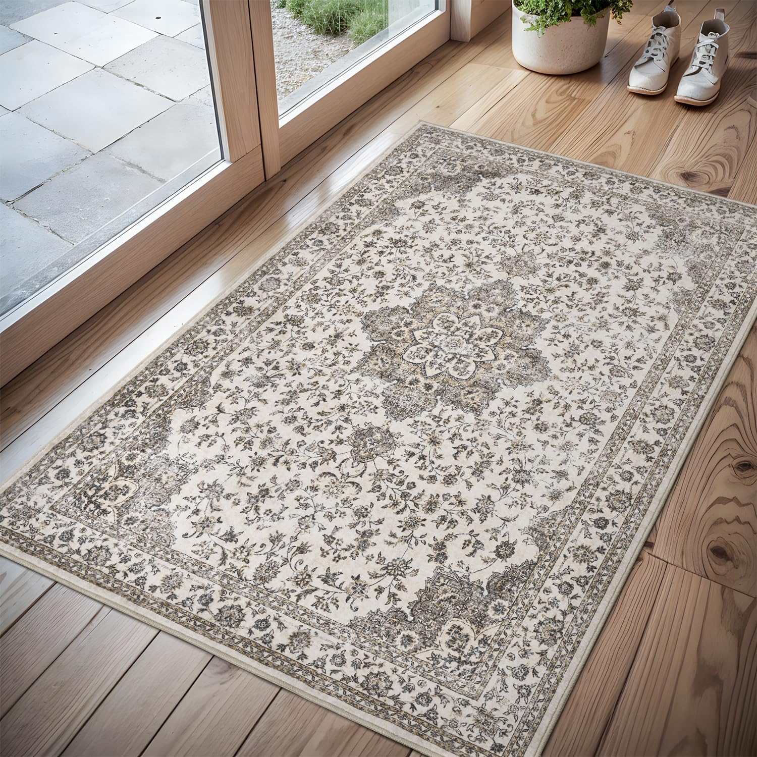 Amazon.com: Washable Area Rug 3x5 - Entryway Rug Non Slip Low Pile ...
