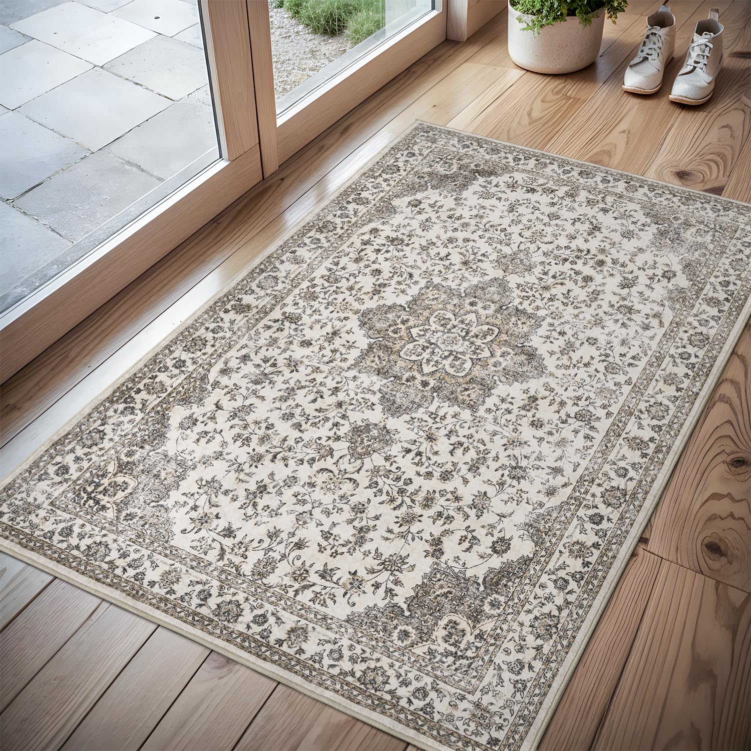 Amazon.com: Washable Area Rug 3x5 - Entryway Rug Non Slip Low Pile ...