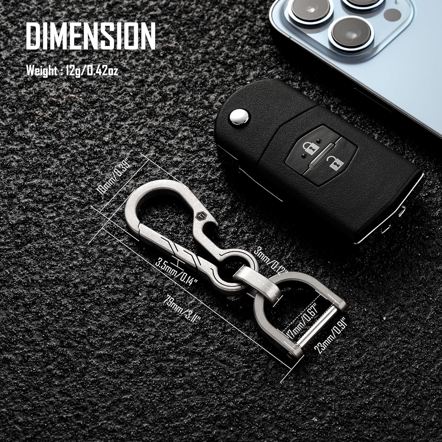 KeyUnity KM15SW Titanium EDC Bottle Opener Keychain Clip with D Ring ...