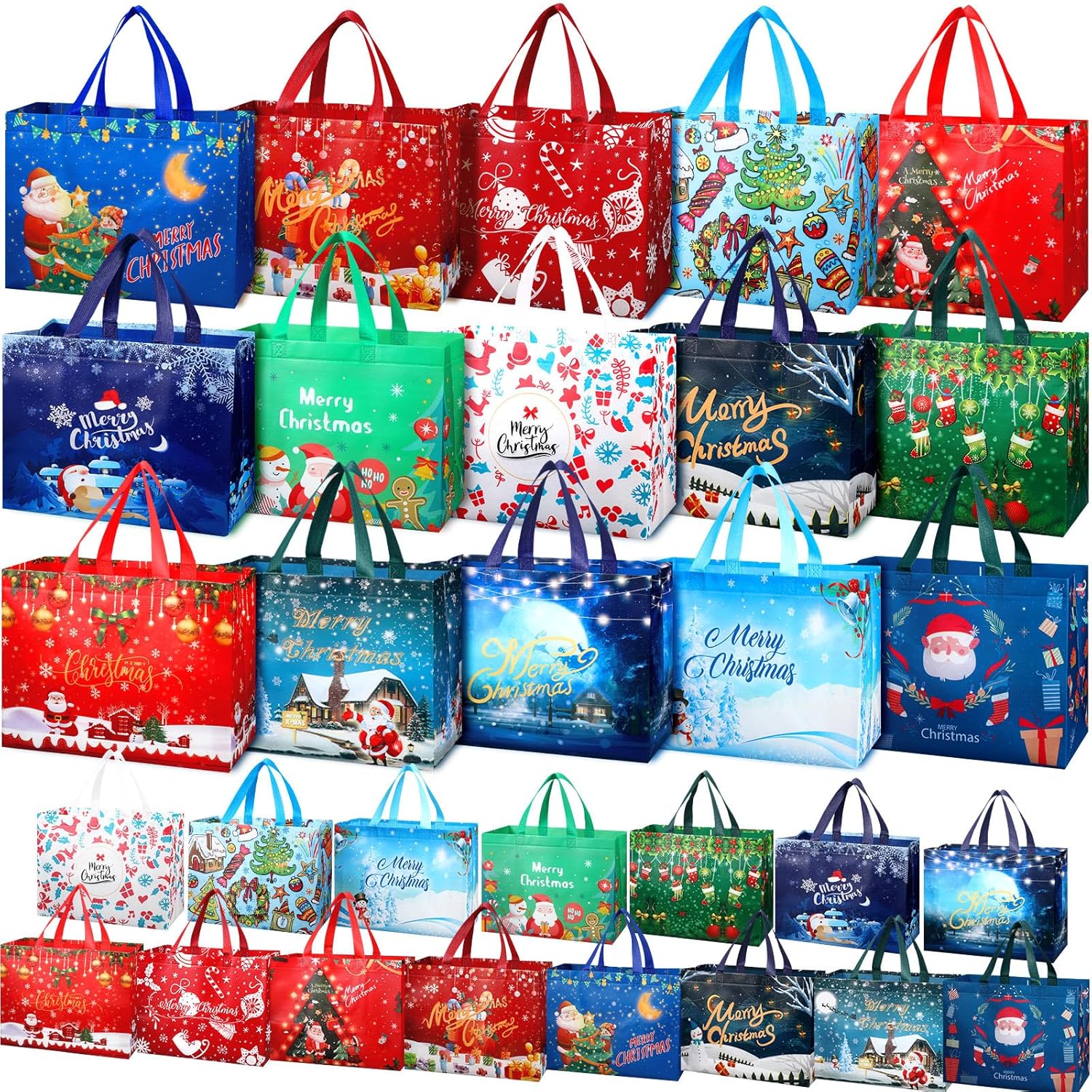 Amazon.com: Photect 30 Pcs Christmas Non Woven Gift Bags Bulk Xmas ...