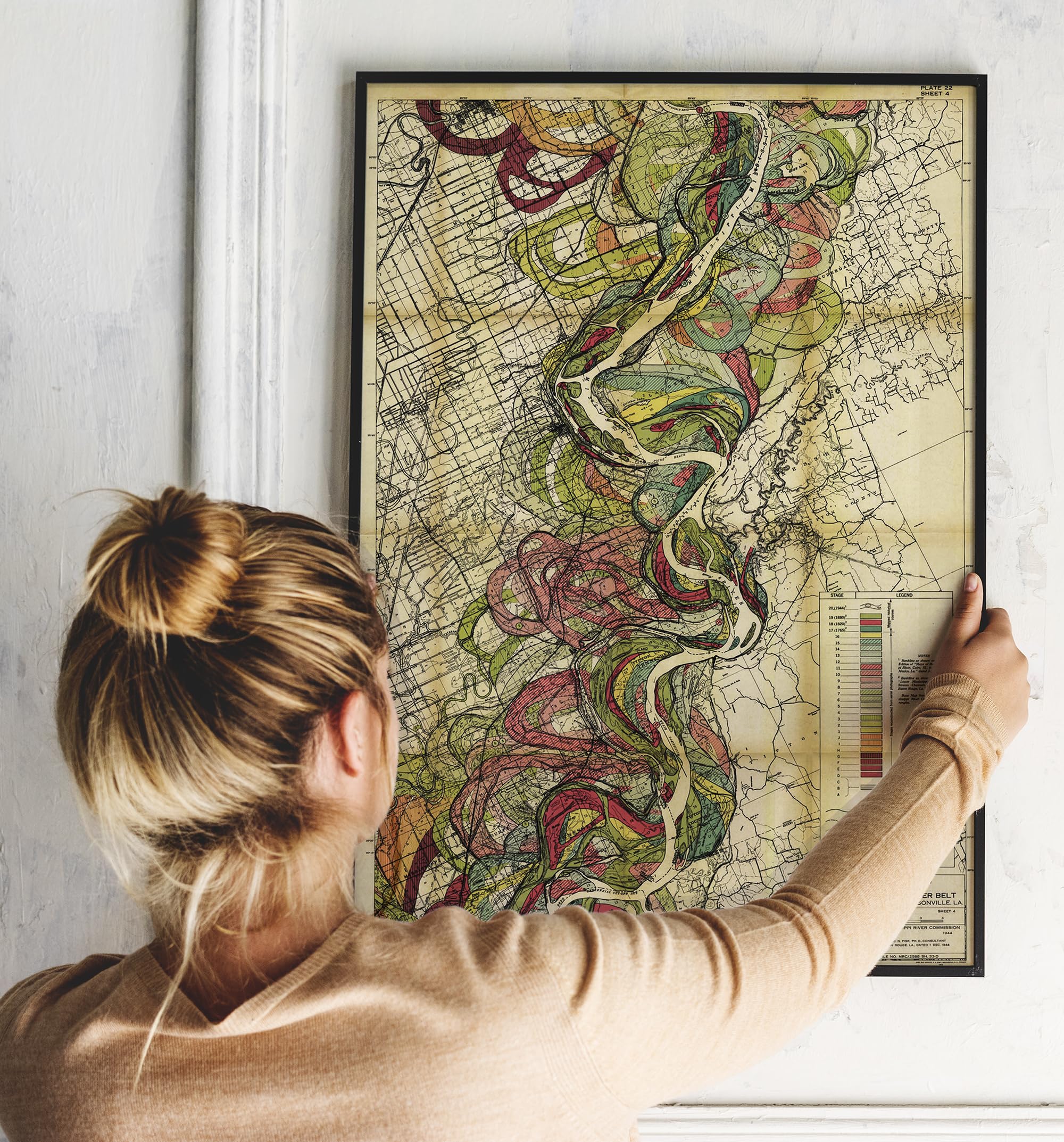 Amazon.com: Sheet 4-1944 Mississippi River Map - River House Decor Wall ...