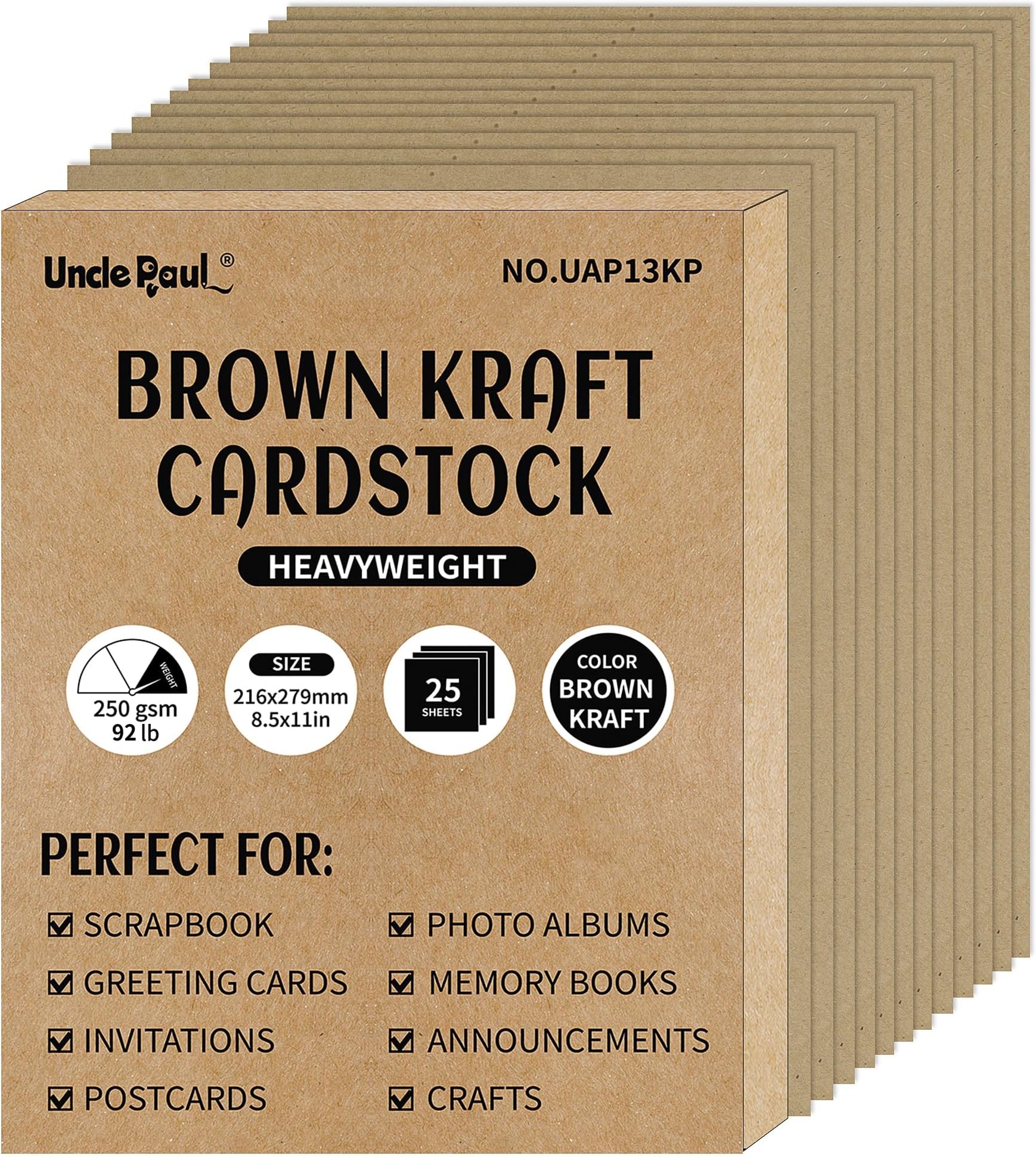 Amazon.com : 200 Sheets Kraft Cardstock Thick Paper 300gsm Heavy Weight ...