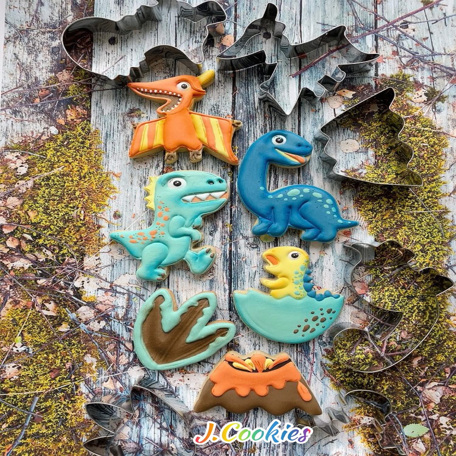 Buy LILIAO Cute Dinosaur Cookie Cutter Set - 6 Piece - T-rex ...