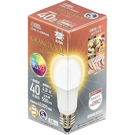 Amazon | オーム電機 LED電球(40形相当/551lm/電球色/E26/全方向配光260°/密閉形器具対応) LDA4L-G AG27 | オーム(OHM) | LED電球 通販