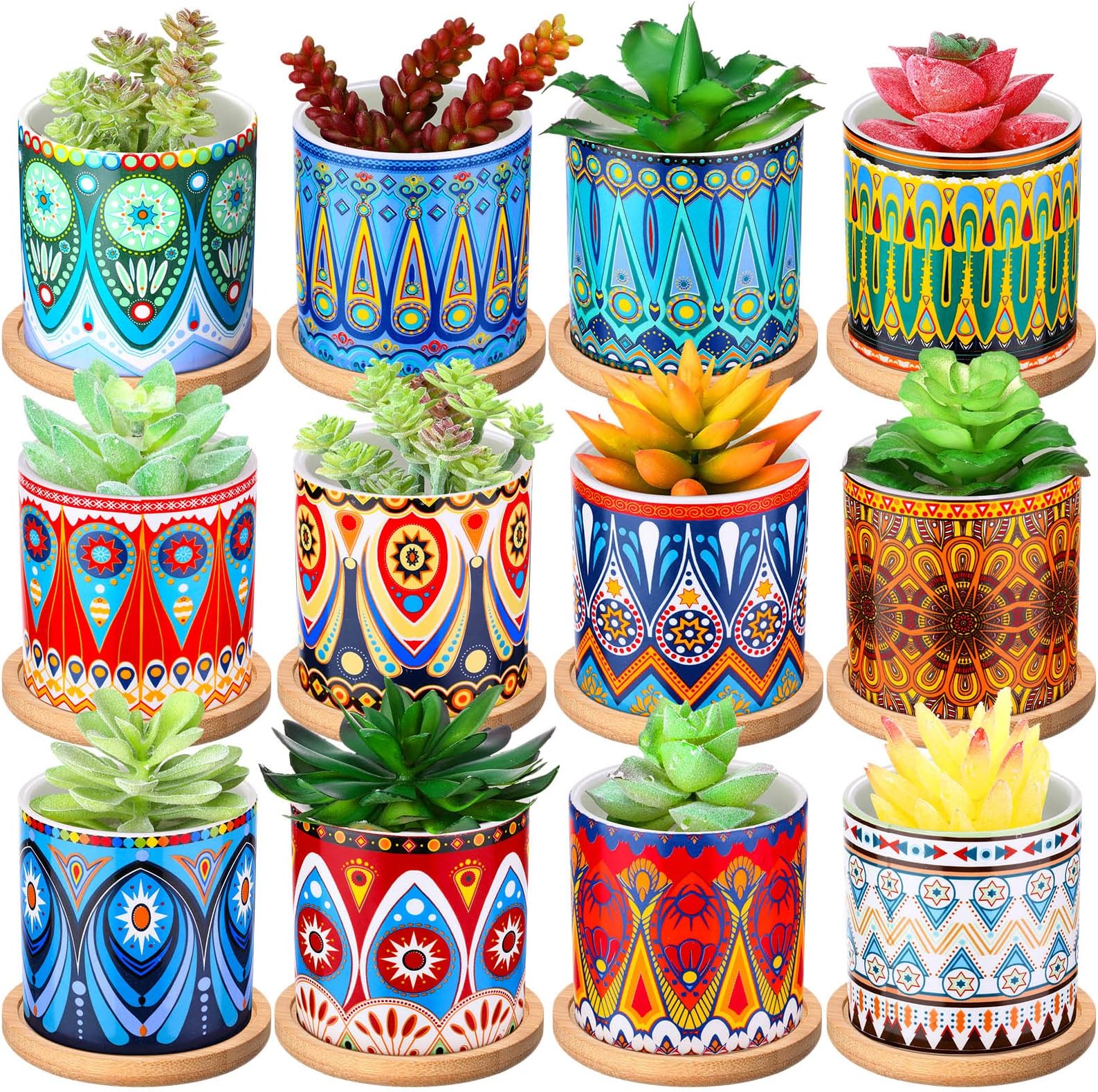 Amazon.com: ROSE CREATE 4 pcs 3.0 inches Ceramic Succulent Planters ...