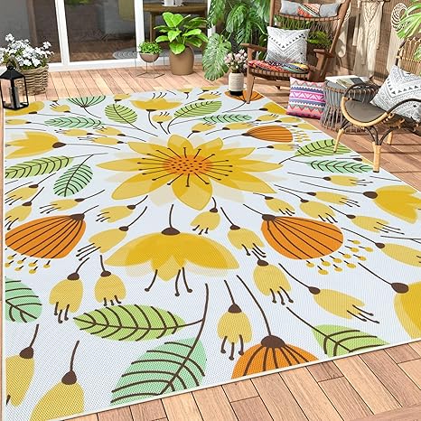 Amazon.com: Lahome Floral Indoor Outdoor Rug 8x10, Non Slip Outdoor ...