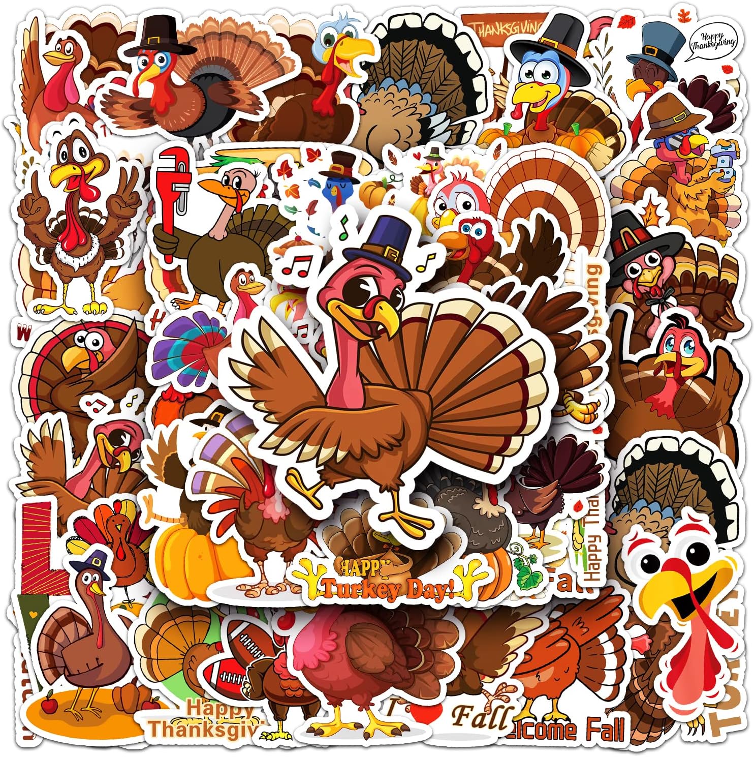 Amazon.com: 50 Pcs Vinyl Turkey Stickers Waterproof Turkey Sticker Pack ...