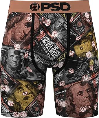 PSD Mens Boxer Briefs - Metallic Benjis, 7 Inch Inseam, Moisture ...