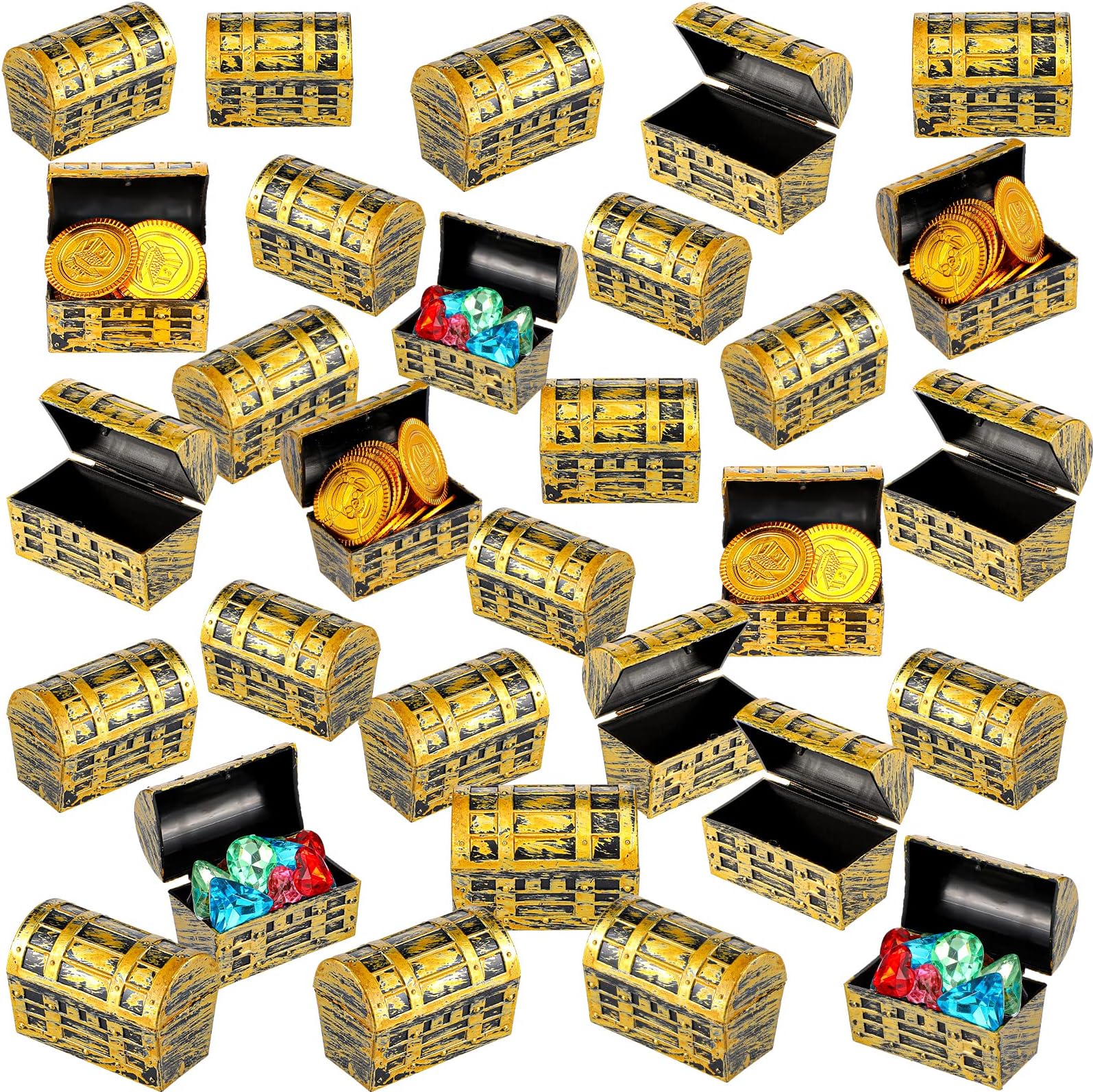 Amazon.com: 32 Pieces Halloween Pirate Treasure Chests 2.3 Inch Plastic ...