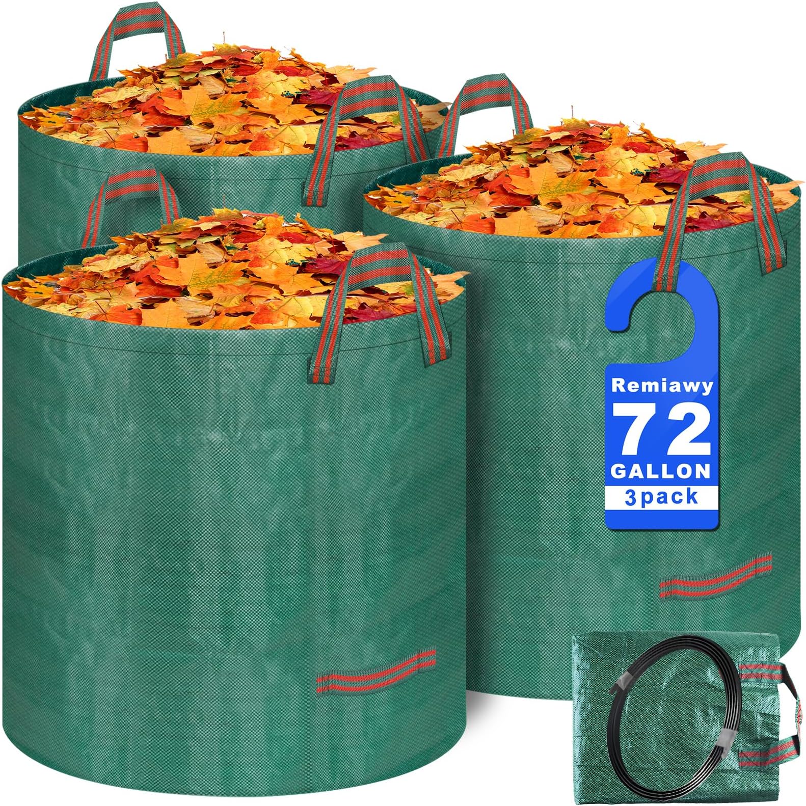 Amazon.com: 3-Pack 72 Gallon Lawn Garden Bags,Reusable Extra Large Leaf ...