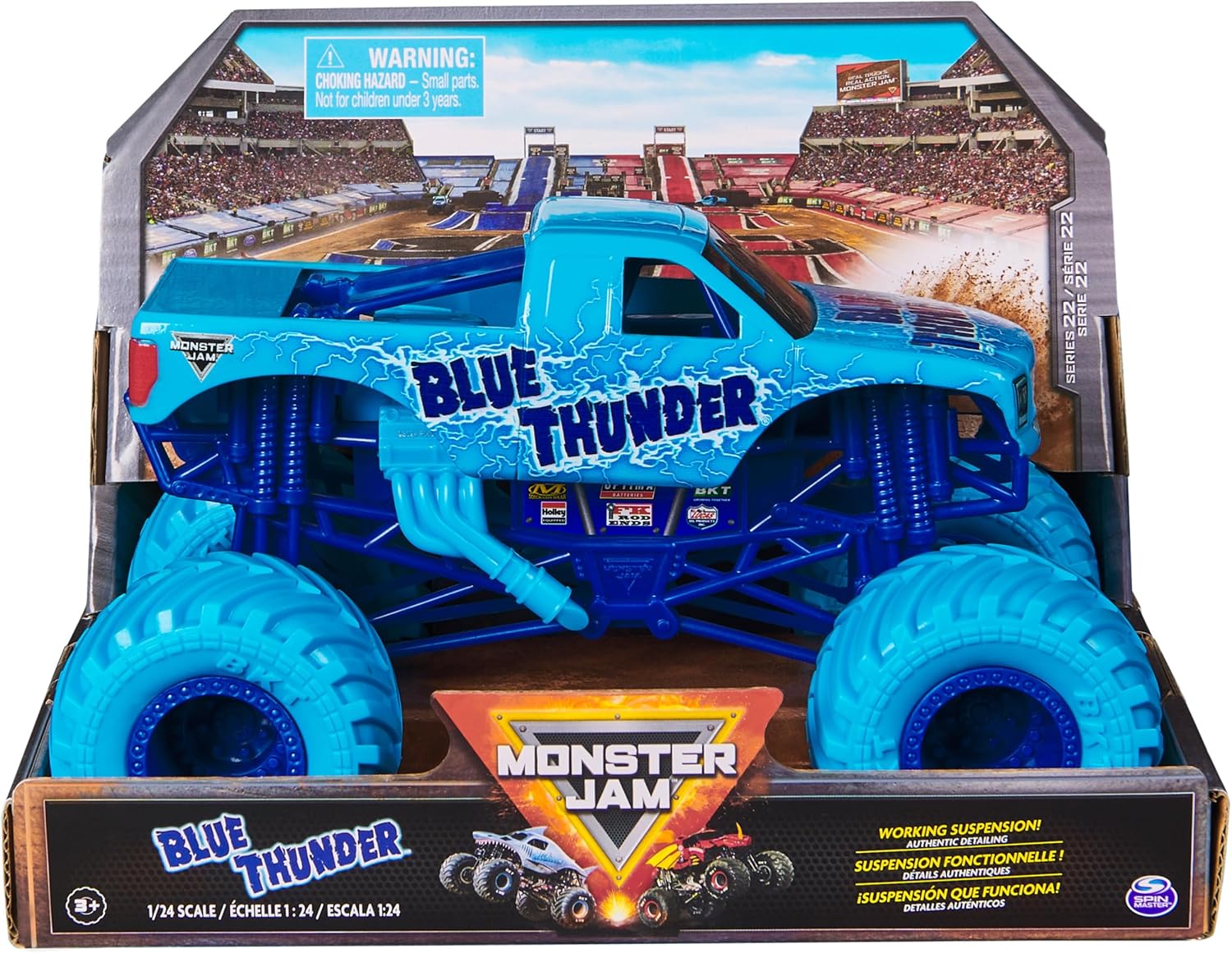 Amazon.com: Monster Jam, Blue Thunder Monster Truck - Aqua - 1:24 Scale Die-Cast Vehicle-Chrome ...