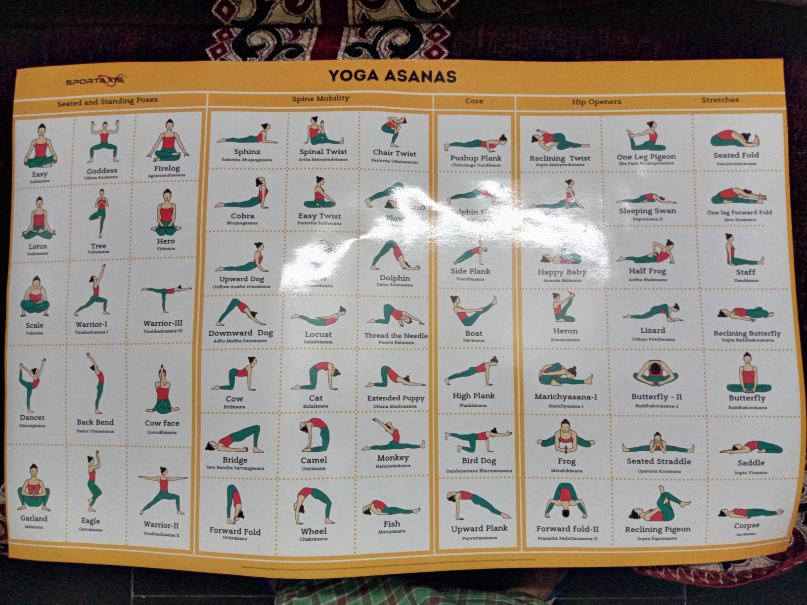 SPORTAXIS Yoga Poses Poster- 64 Yoga Asanas for Full Body Workout ...