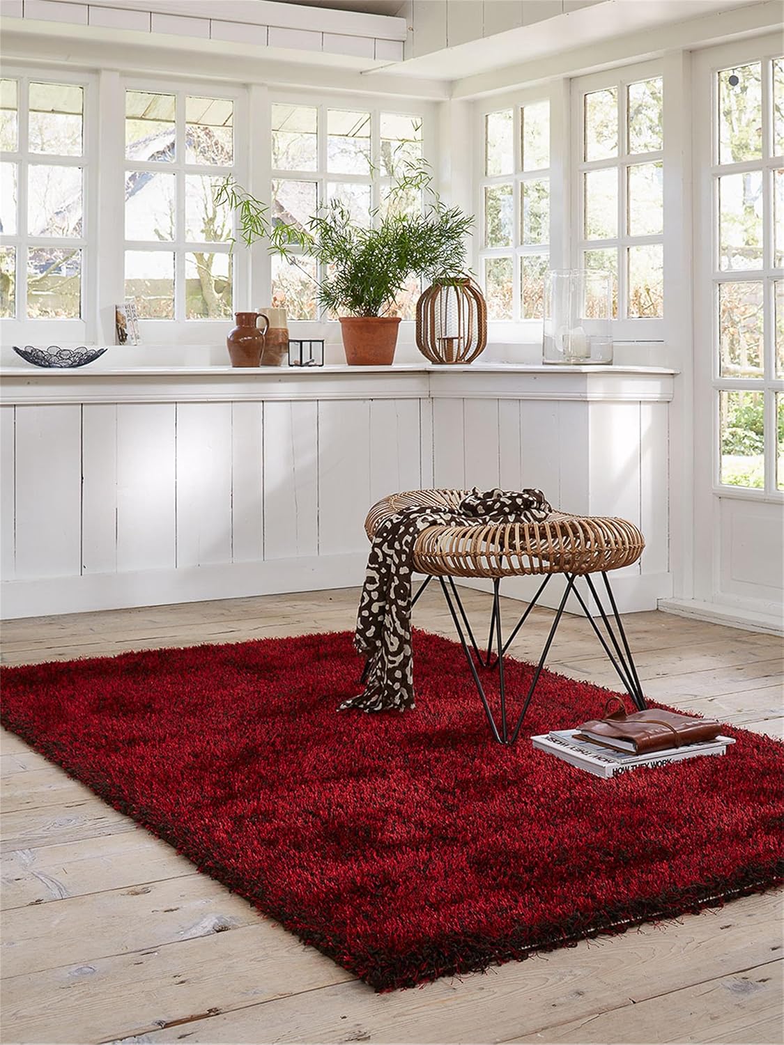 Amazon.com: Esprit Shaggy Rug Cosy Glamour Red 200x290 cm
