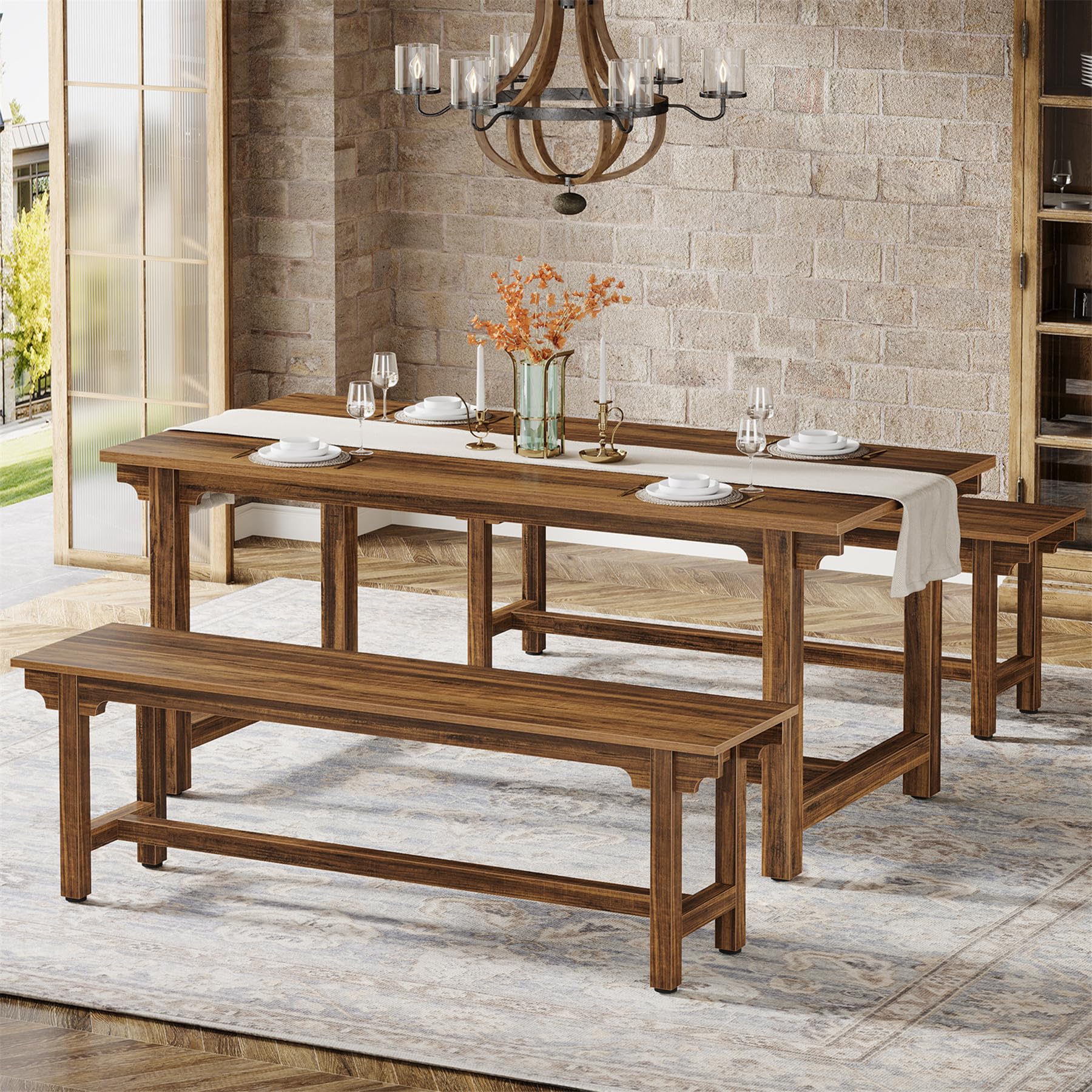 Amazon.com - Tribesigns 3-Piece Dining Table Set for 4-6, 55" Large ...