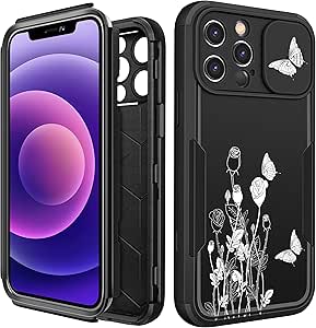 Amazon.com: Plakill for iPhone 13 Pro Max Phone Case with Camera Cover for Women Girls Men ...