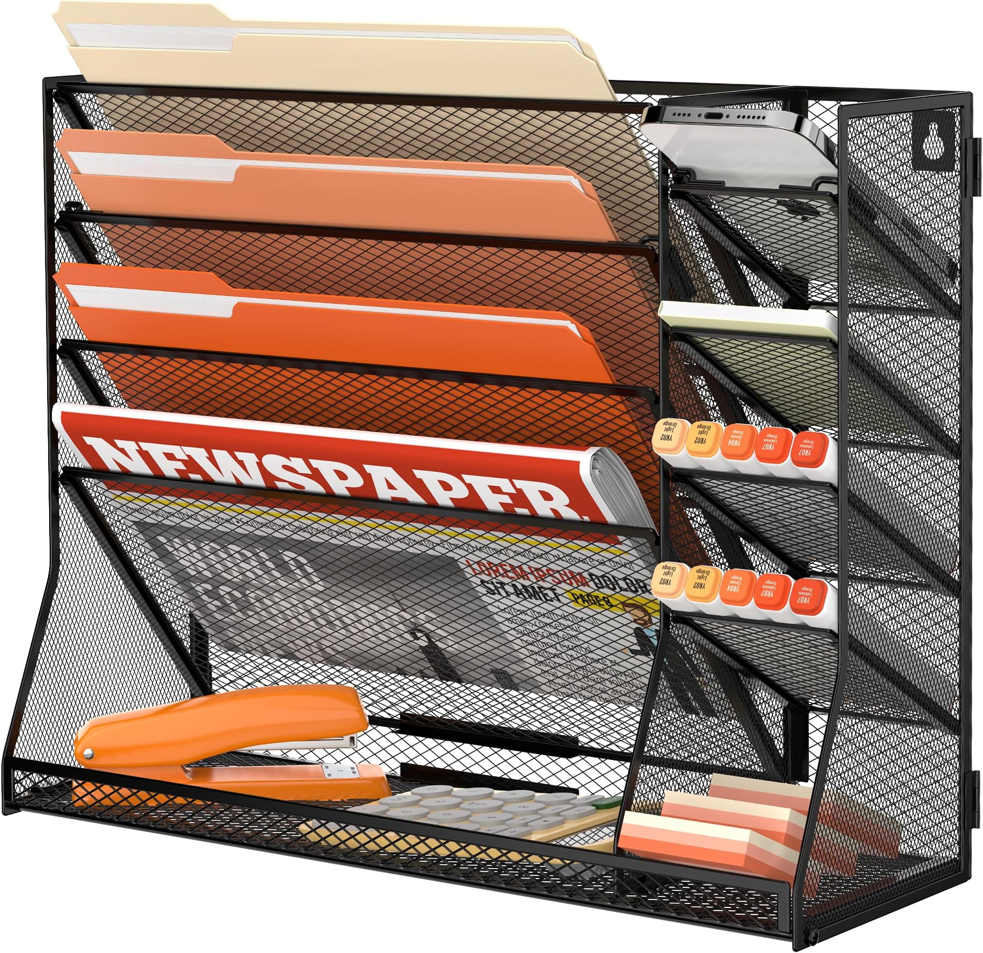 Amazon.com : SUPEASY 4-Tier Wall File Organizer - Black Metal Wall ...