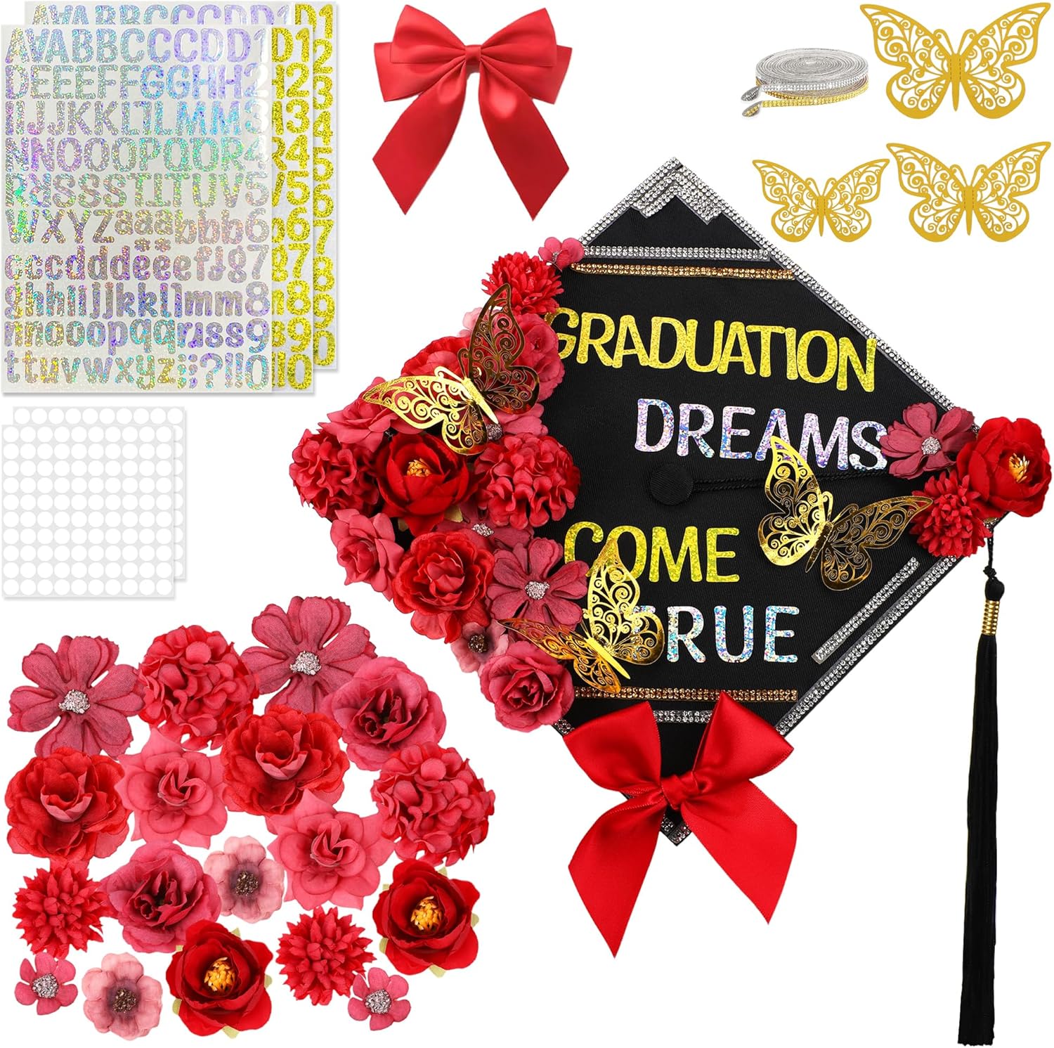 Amazon.com: Zinniday Handmade Graduation Cap Kit - 42 Pcs 2025 ...