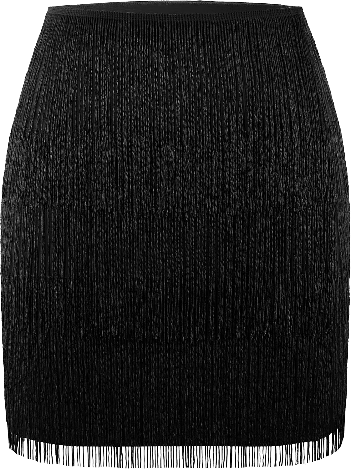 Amazon.com: MANER Women’s Fringe Skirt Stretchy Sparkly Bodycon Tassel ...
