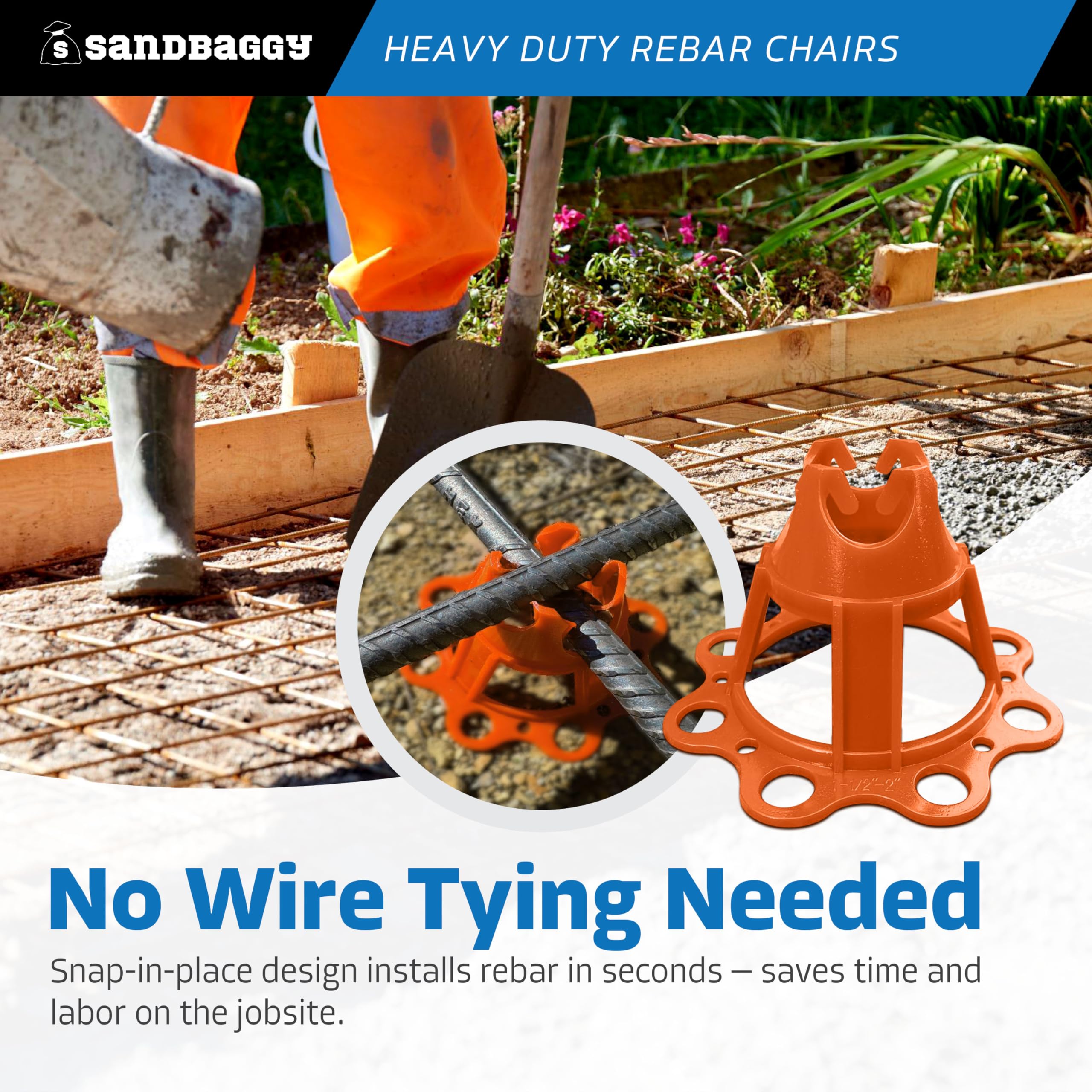 Concrete Form Stakes Sandbaggy Plastic Rebar Support Chairs-Elevates ...