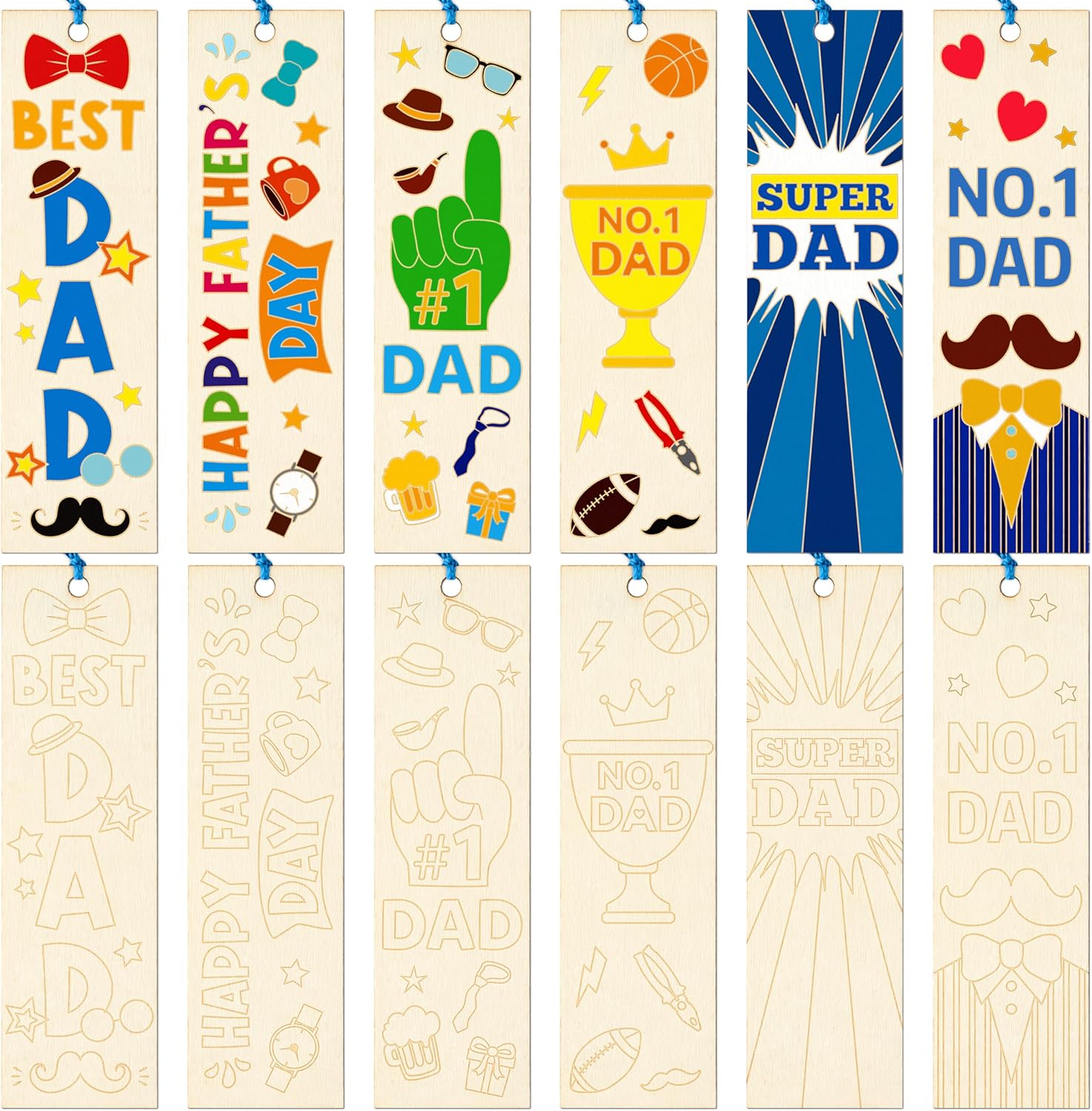 Amazon.com: X1zuue Color Your Own Father's Day Bookmarks for Kids ...