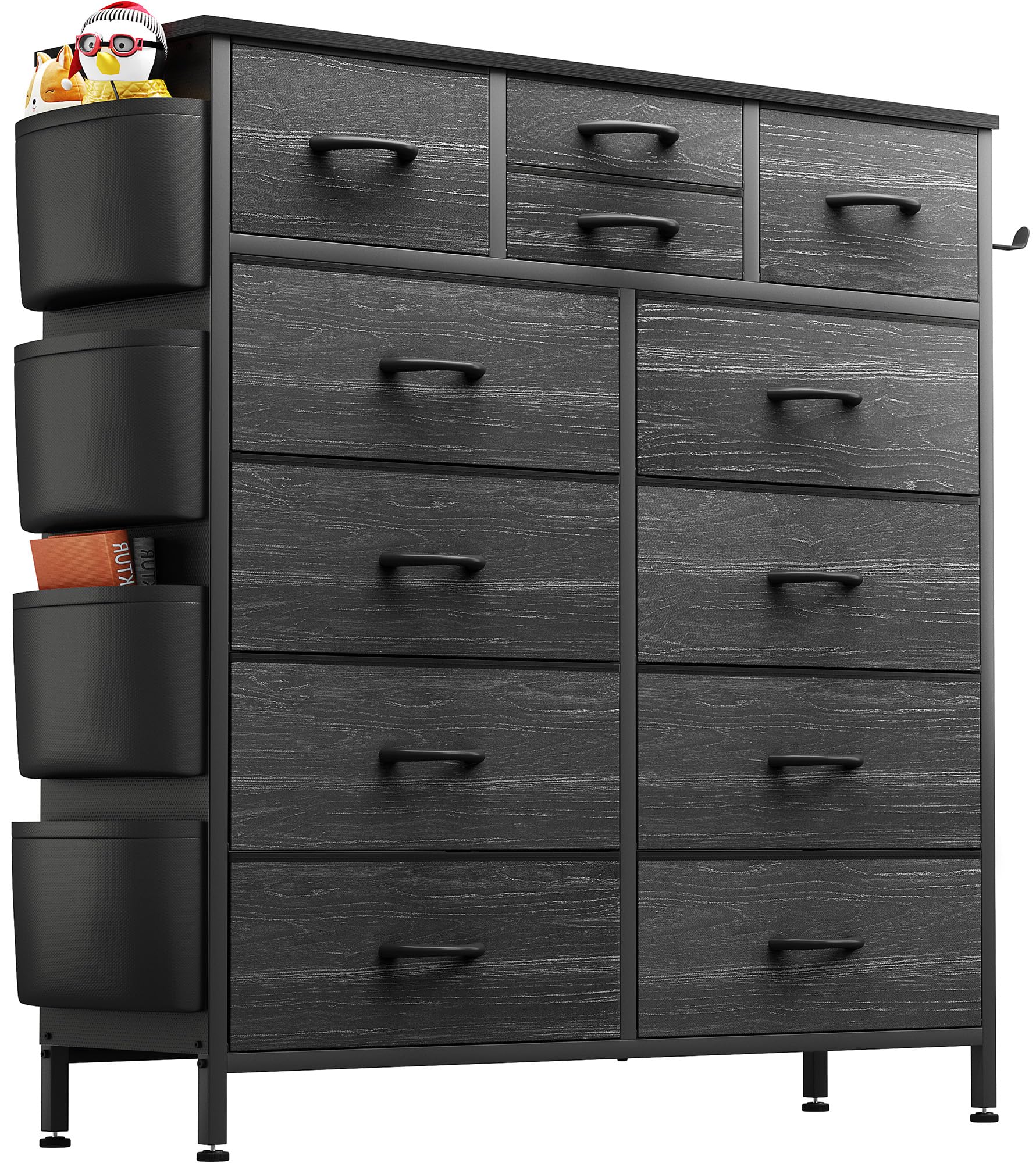 Buluri Chest of Drawers Bedroom, 12 Fabric Drawers Dresser with Side ...