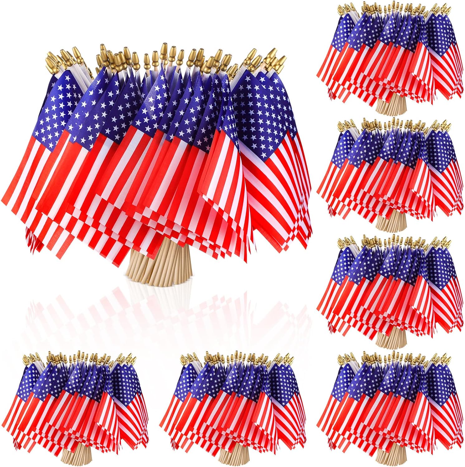 Amazon.com : Tudomro 300 Pcs Small American Flag on Stick 5x8 Inch Mini ...