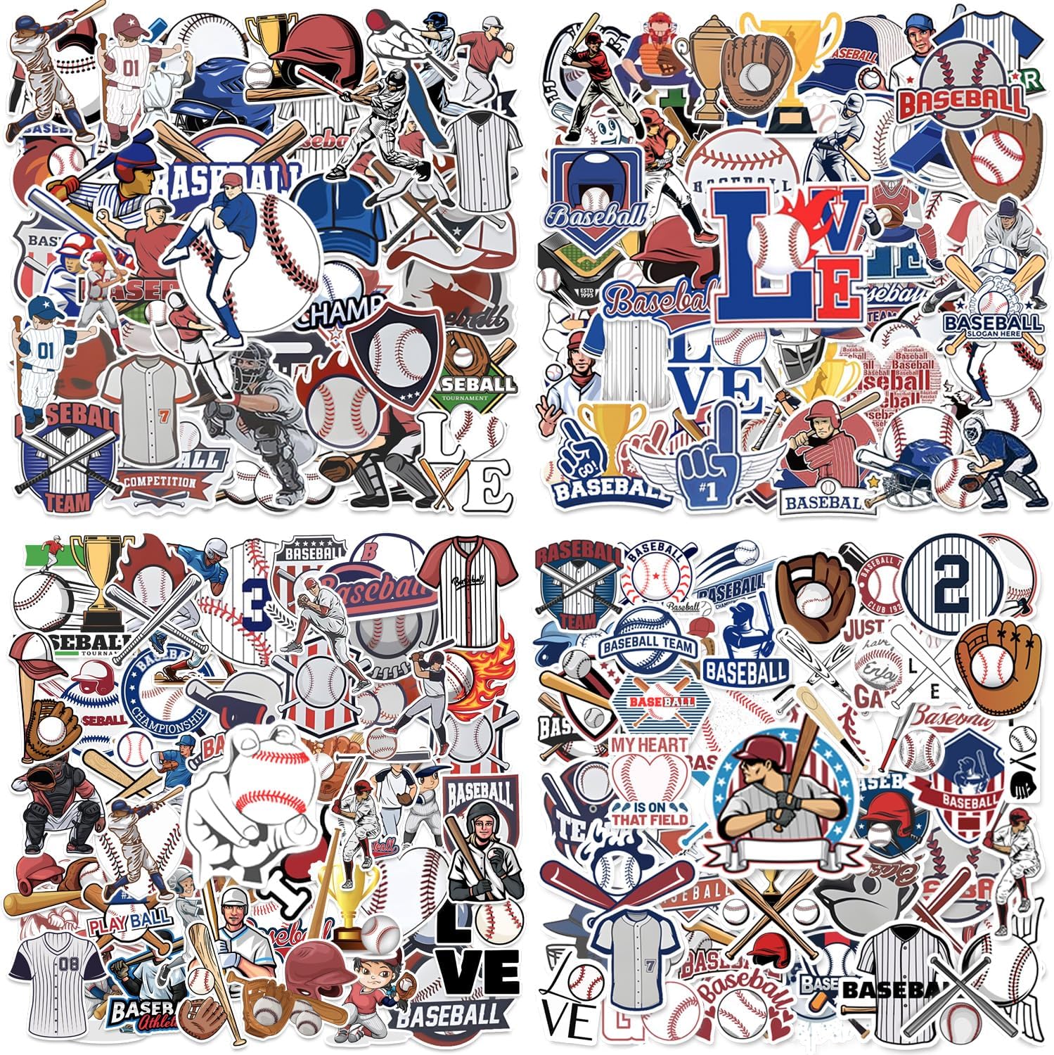 Amazon.com: 100 Pack Baseball Stickers, Baseball Party Favors, Birthday ...