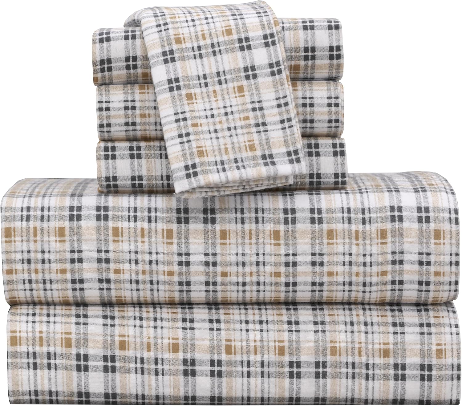 Amazon.com: RUVANTI 100% Cotton Flannel Sheets - Queen - Burbery - 6 ...