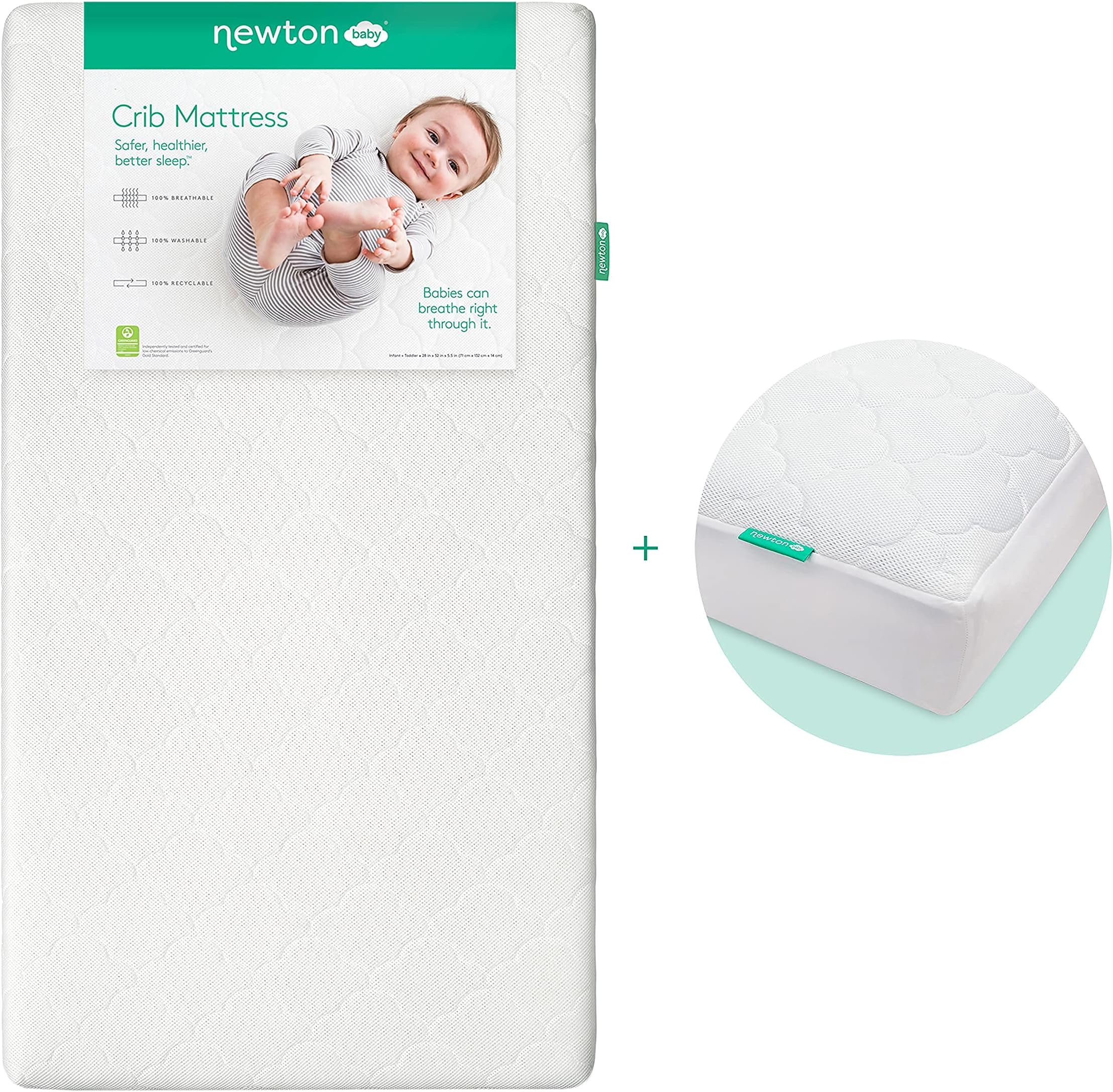 Amazon.com : Newton Baby Crib Mattress and Mattress Pad Bundle - 100% ...