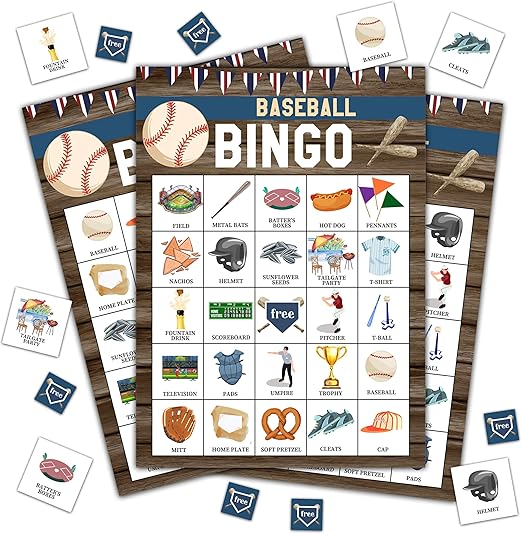 Amazon.com: Disfuco Baseball Bingo Game, Baseball Party Games Bingo ...