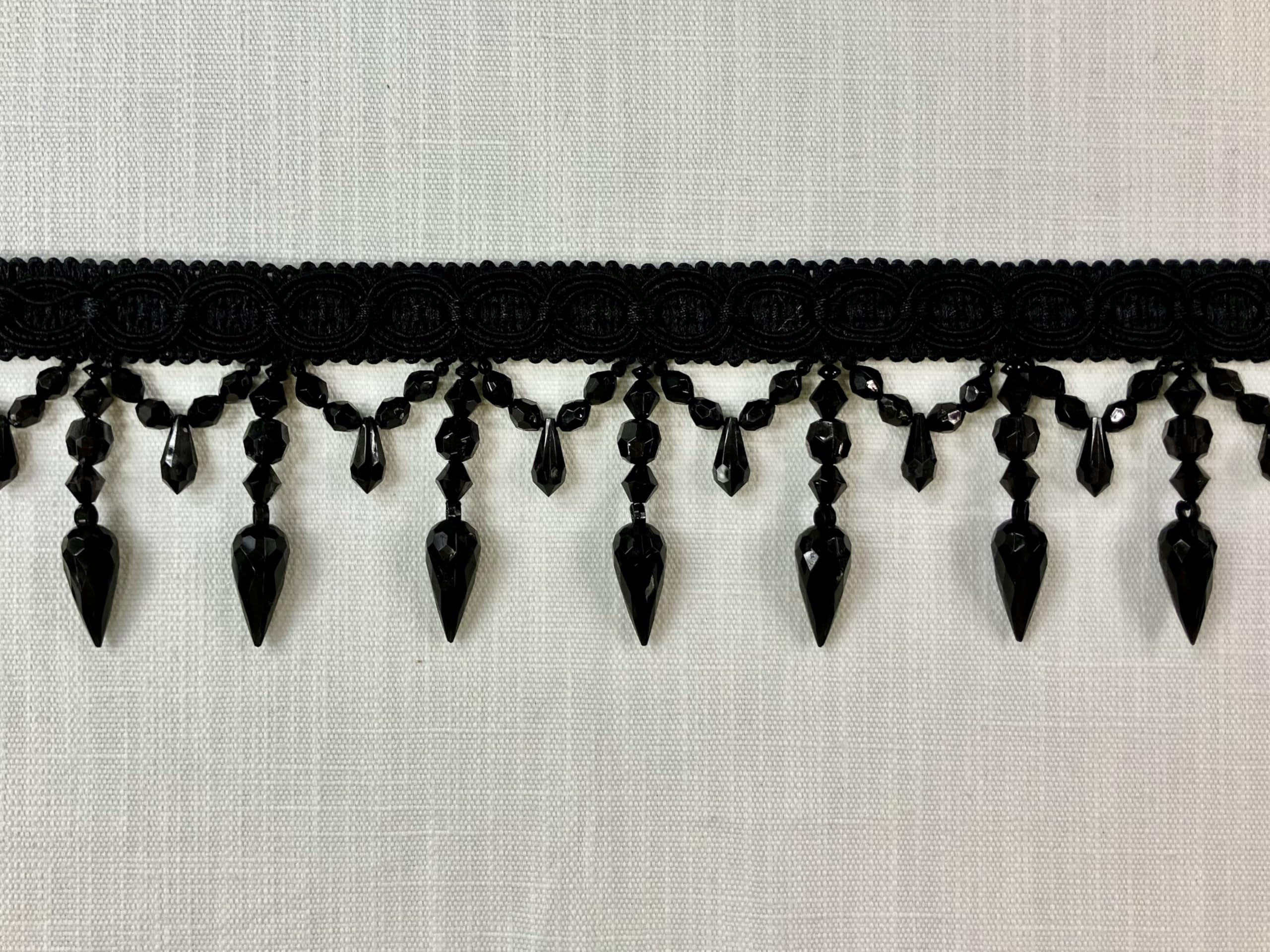 Amazon.com: Black Tassel Fringe Trim with Lucite Crystal Beads 4" Width ...