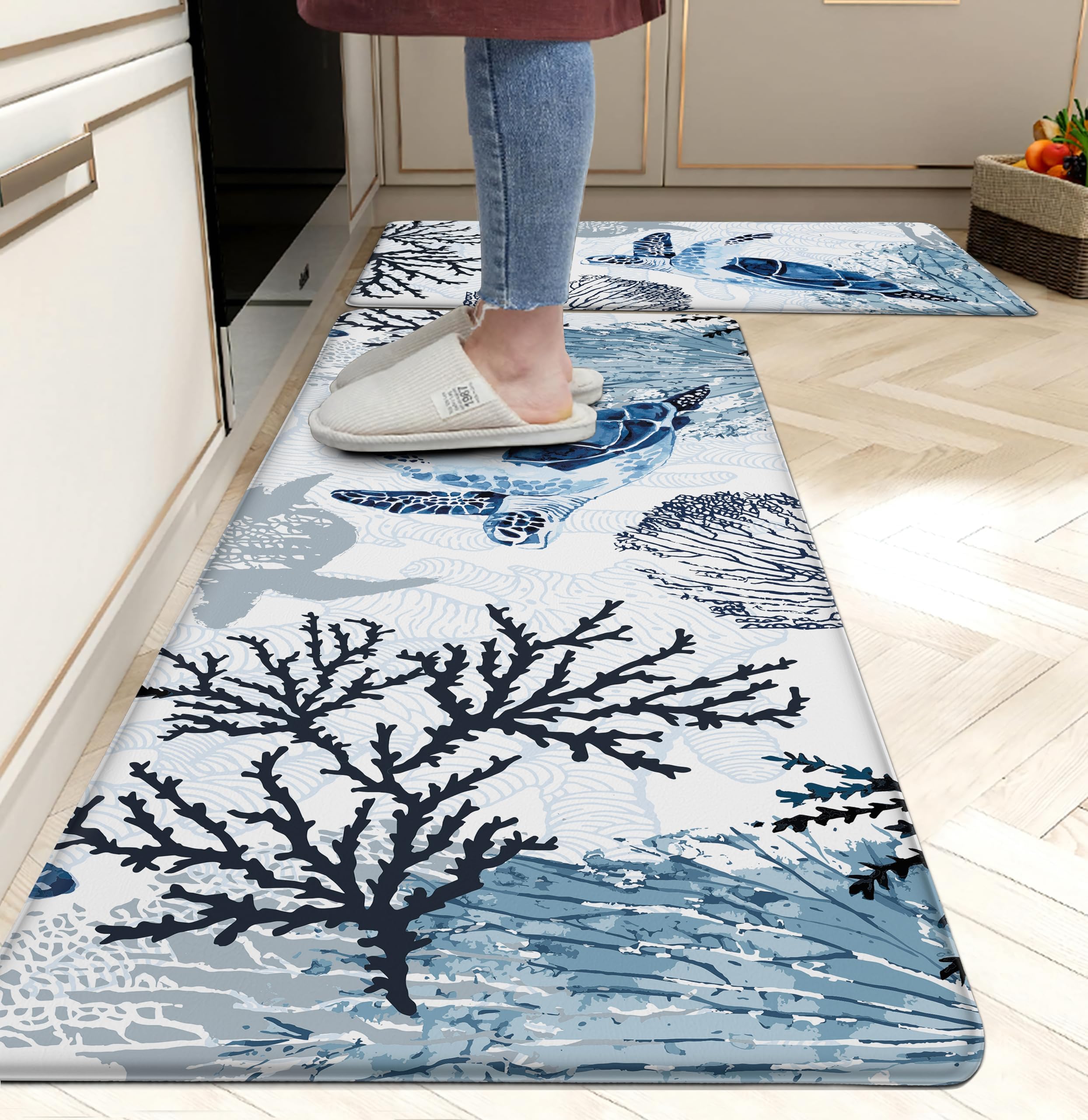 Amazon.com: Coastal Kitchen Rug Sets of 2 Pieces,Anti Fatigue Cushioned ...